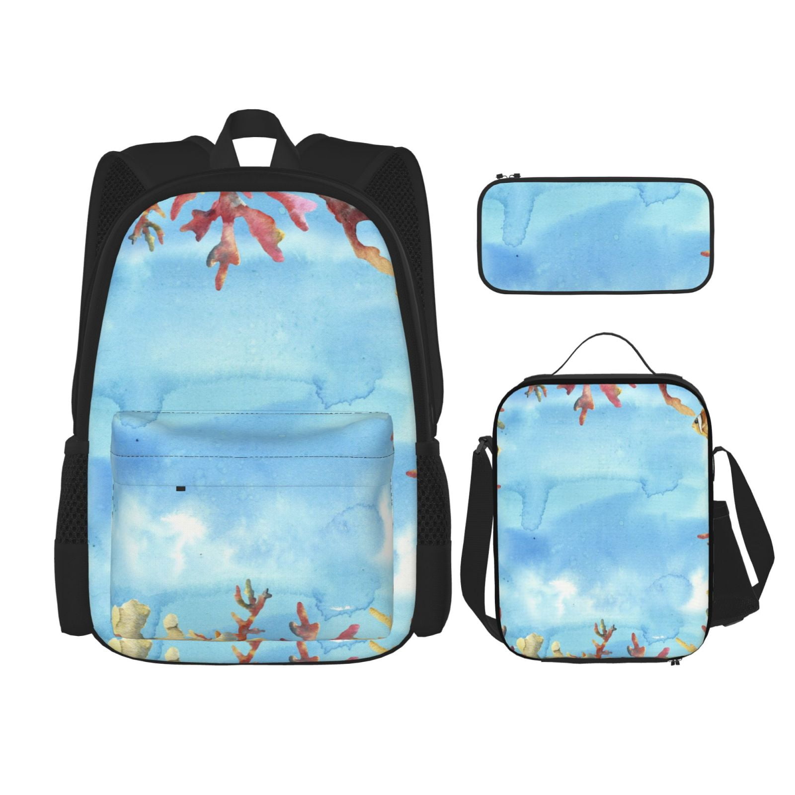 Easygdp Sea and Fish Backpack for Boys and Girls with Lunch Box Pencil ...