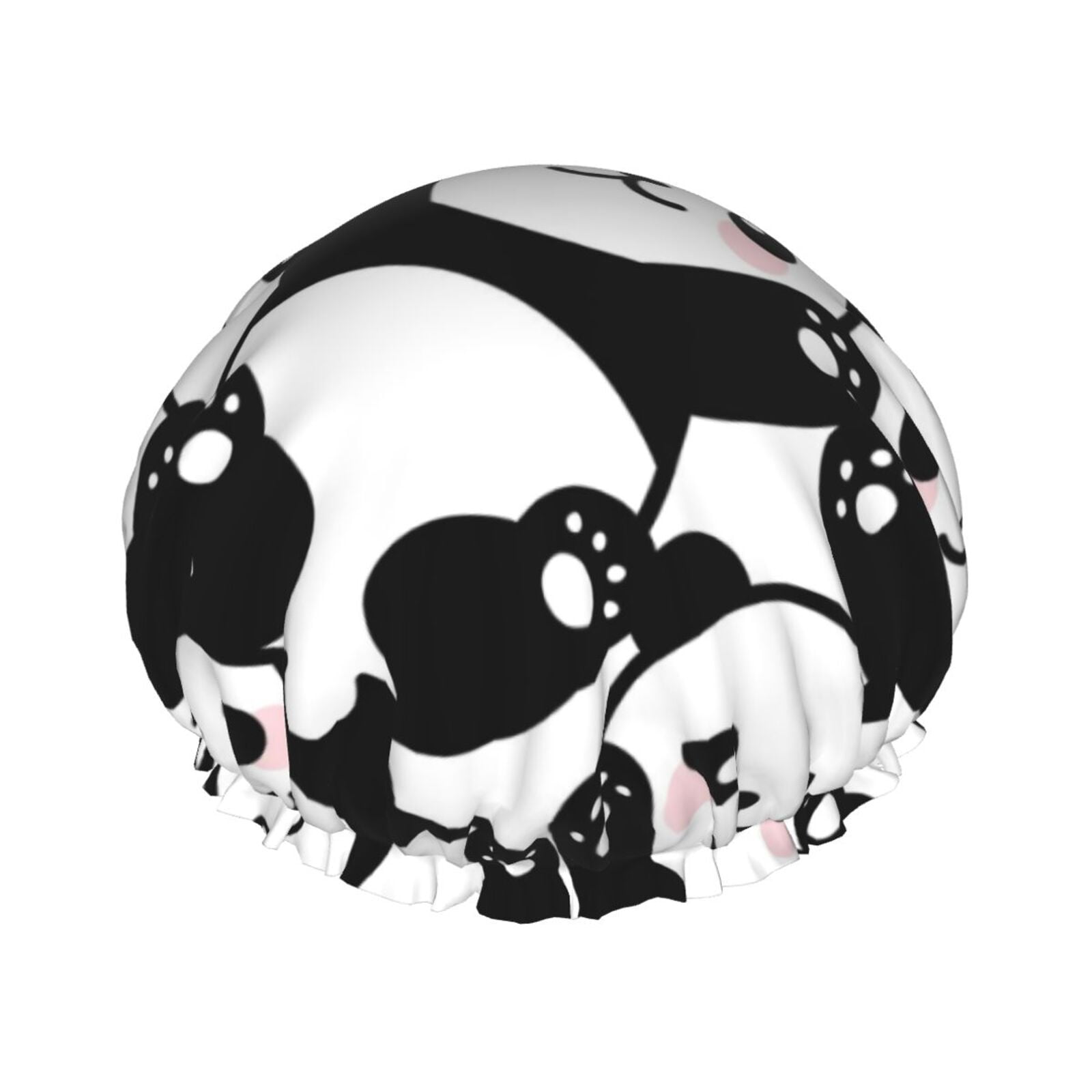 Easygdp Seamless Pattern Cute Panda Shower Caps for Women, Double ...