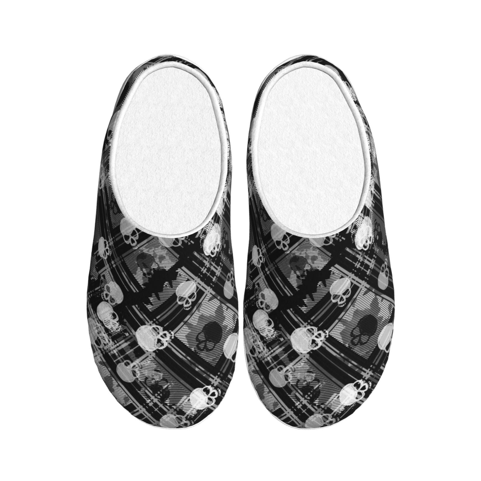 Easygdp Seamless Pattern With Skulls Slippers for Women Mens Winter ...