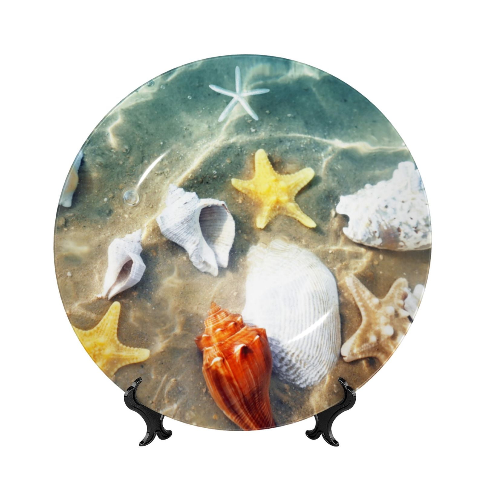 Easygdp Seashell On The Beach Bone China Decorative Plate Ceramic ...