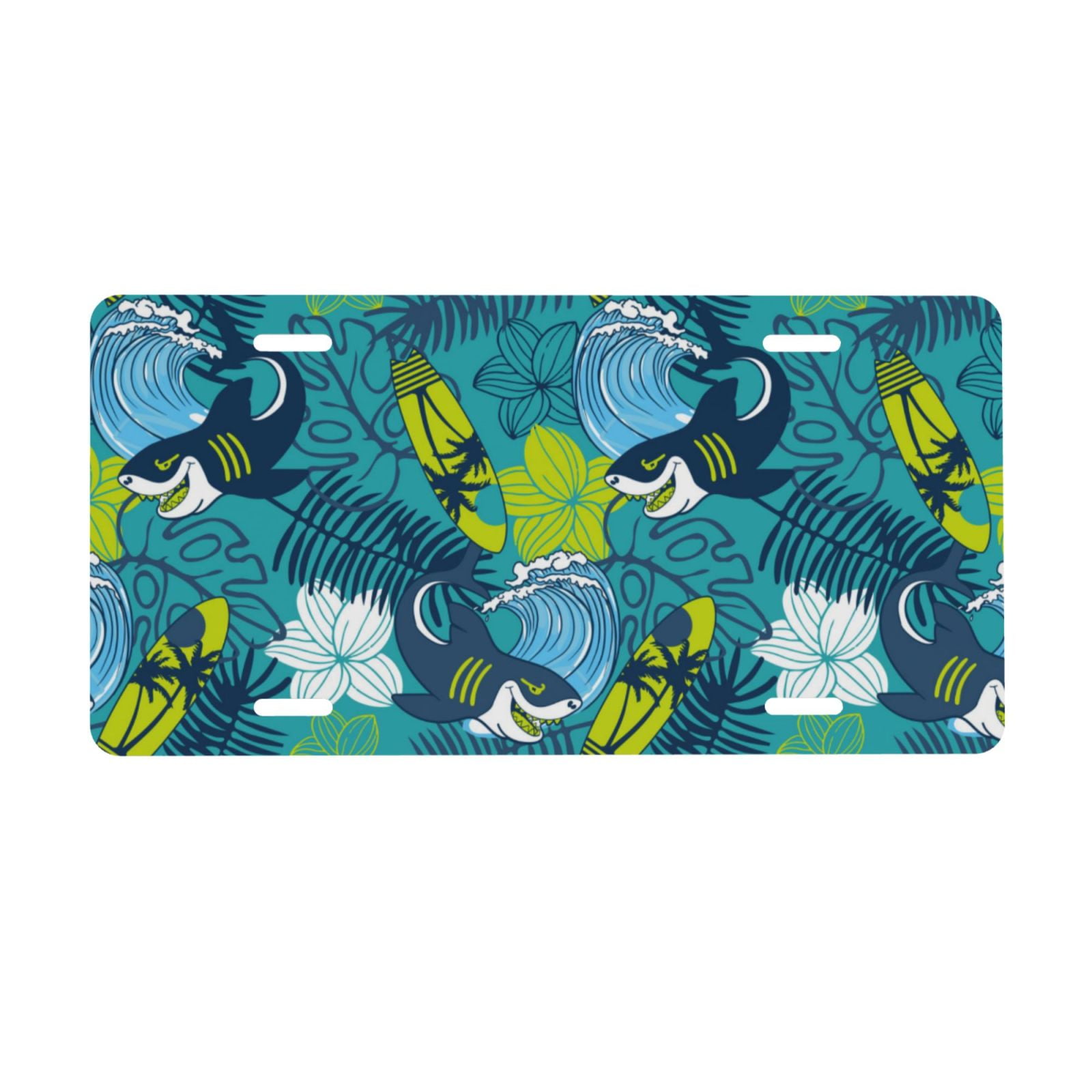 Easygdp Shark And Leaves License Plate Car Front License Plate Car ...