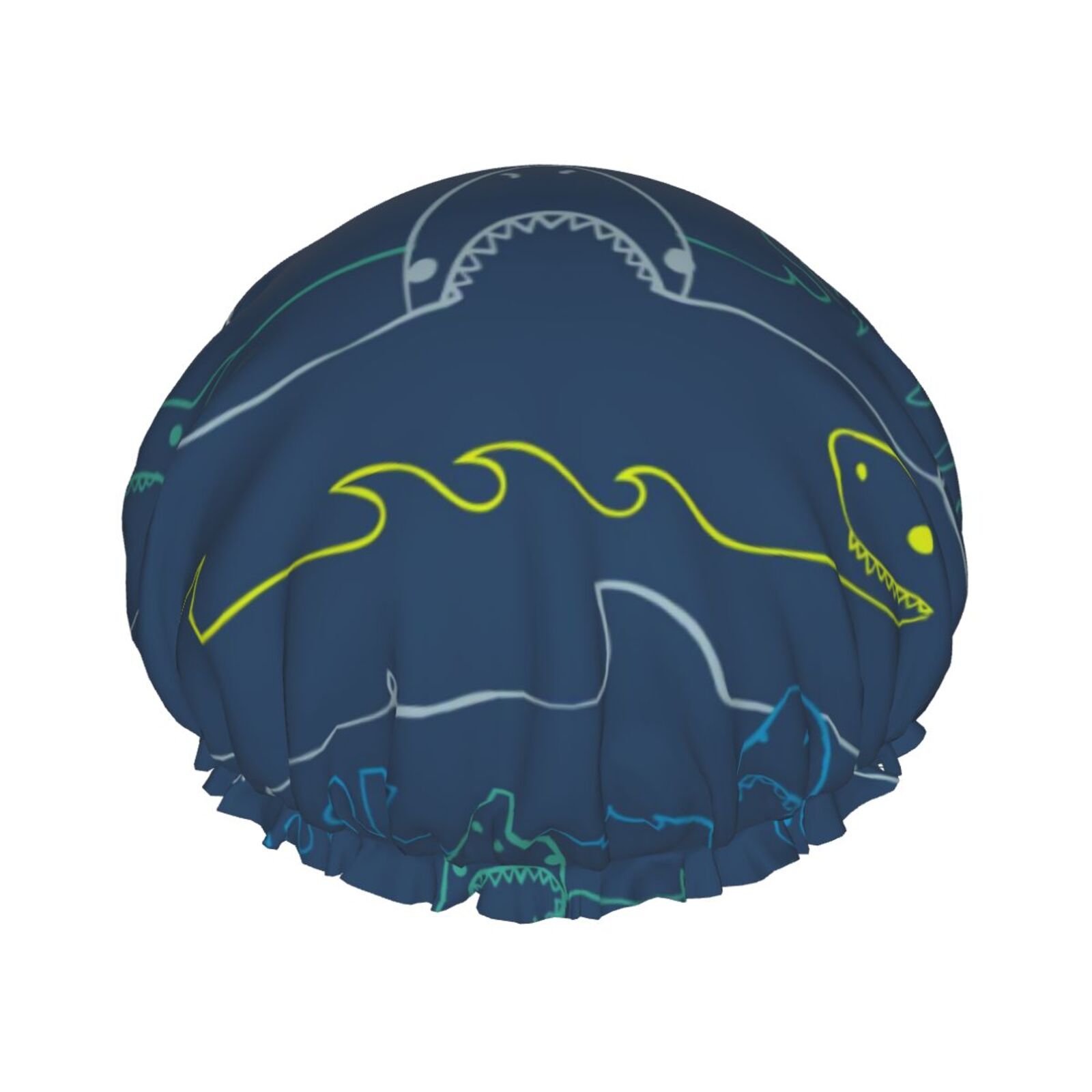 Easygdp Shark Shower Caps for Women, Double Waterproof Layers Shower ...