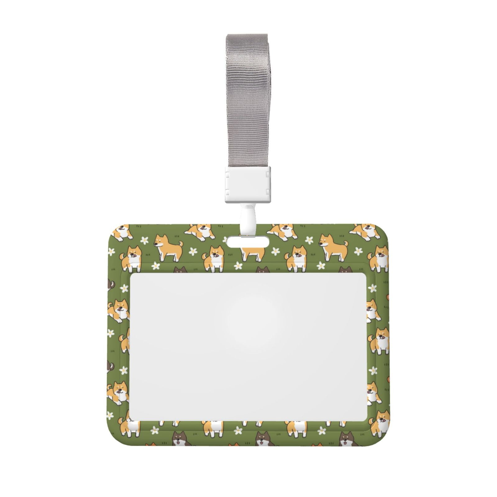 Easygdp Shiba Inu Dog And Flower Card Badge Holder Work Badge Sleeve ...