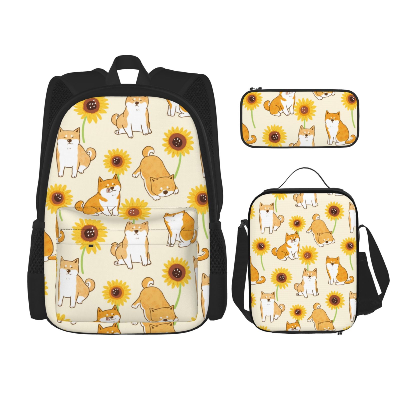 Easygdp Shiba Inu Dog and Sunflower Backpack for Boys and Girls with ...