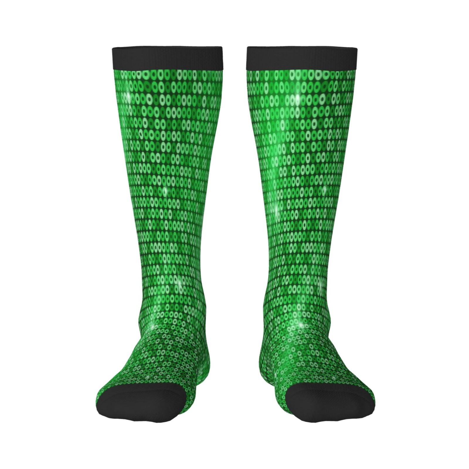 Easygdp Shiny round green sequins Sport Knee High Socks Soccer Socks ...
