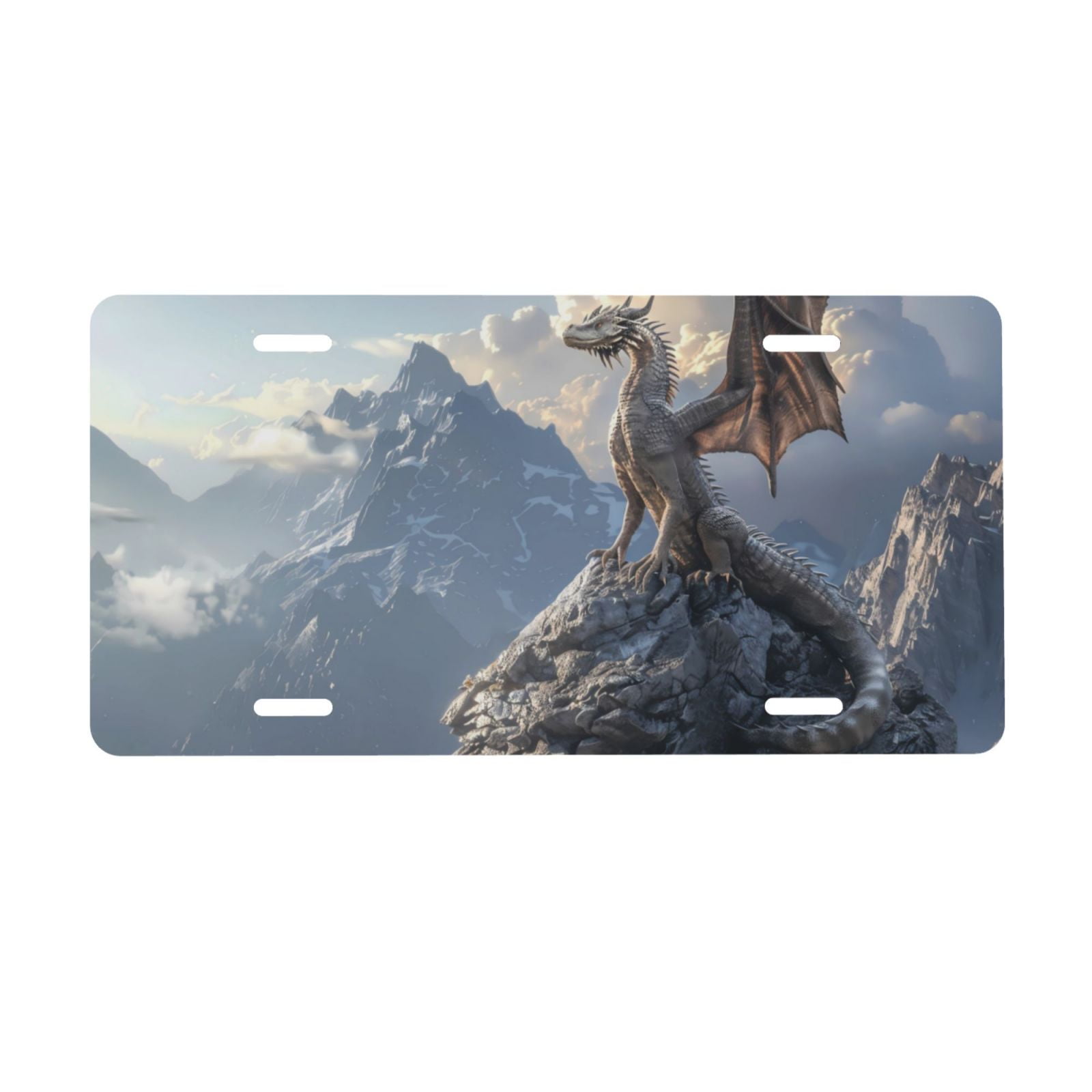 Easygdp Silver Dragon Mountain Peaks License Plate Car Front License ...