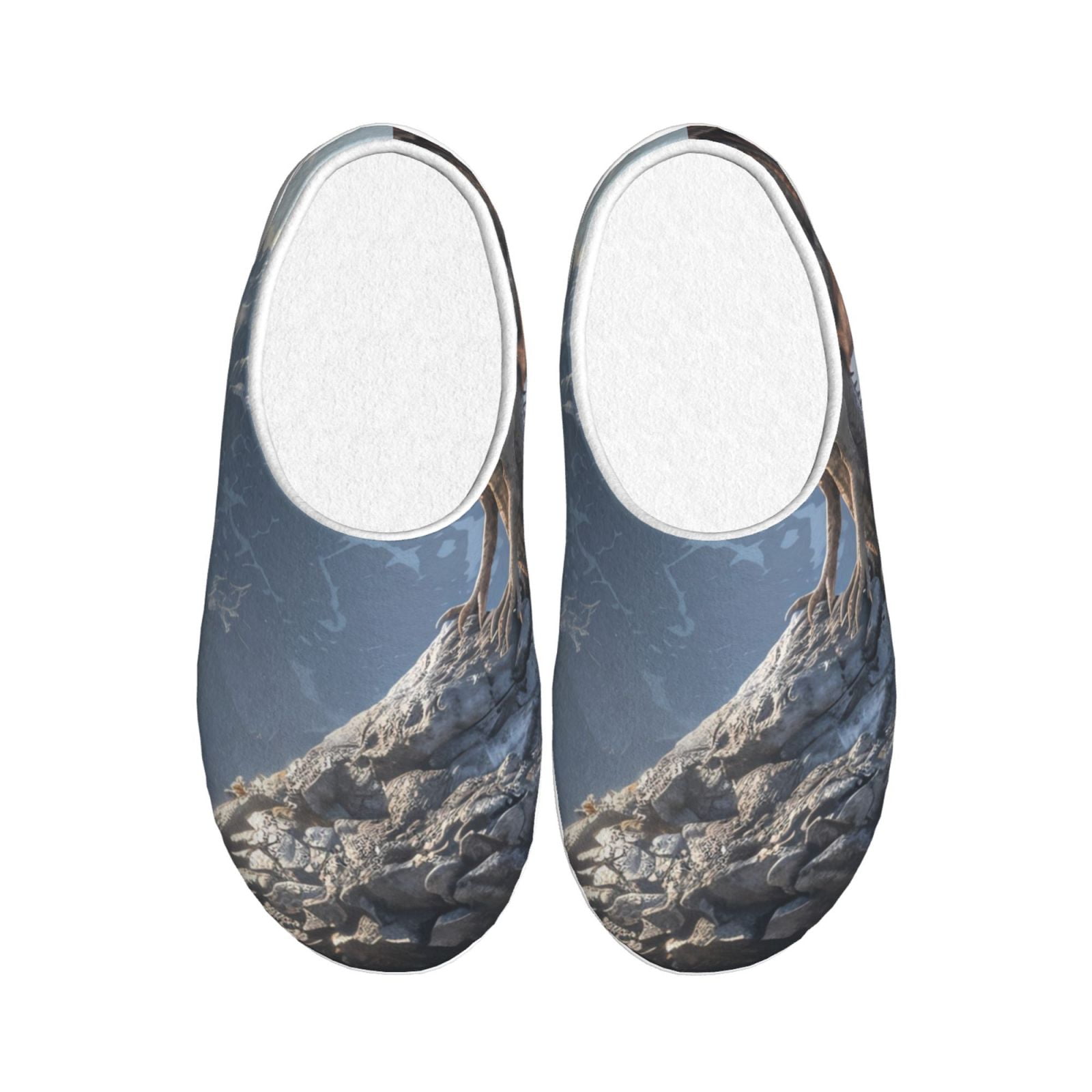 Easygdp Silver Dragon Mountain Peaks Slippers for Women Mens Winter ...