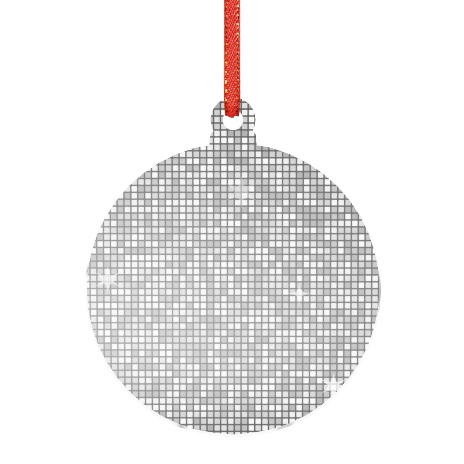 Easygdp Silver Mosaic Christmas Ornament Acrylic Christmas Tree Pendant ...