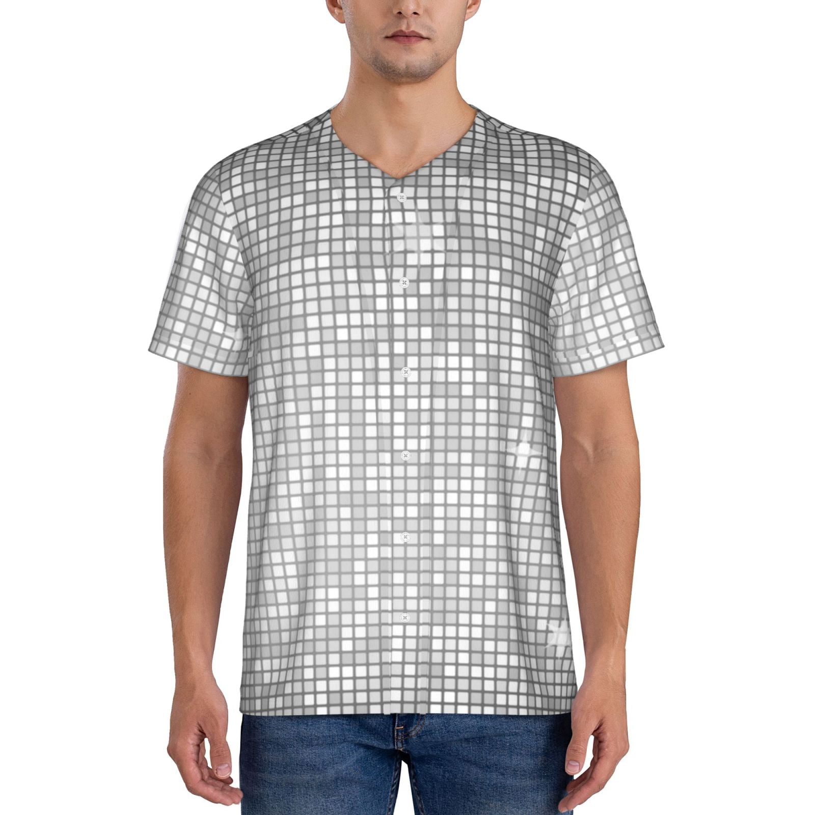 Easygdp Silver Mosaic Mens T-Shirts Baseball Vintage Fashionable ...