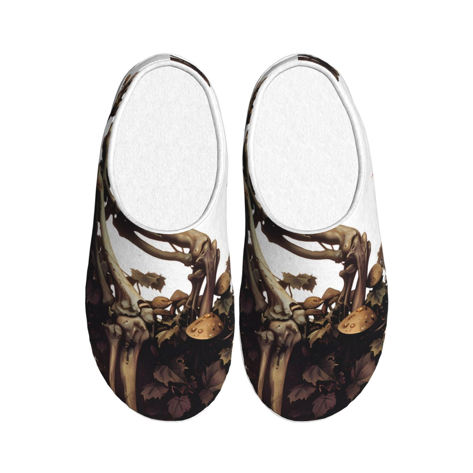 Easygdp Skeleton Dance with Mushrooms Slippers for Women Mens Winter ...