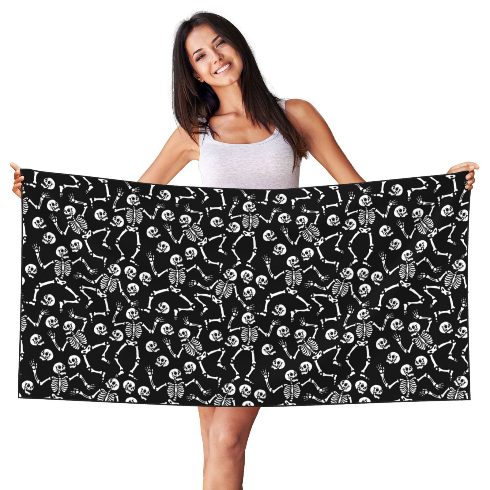 Easygdp Skeletons Dancing Beach Towel 27.5X55 Inches Quick Dry Pool ...