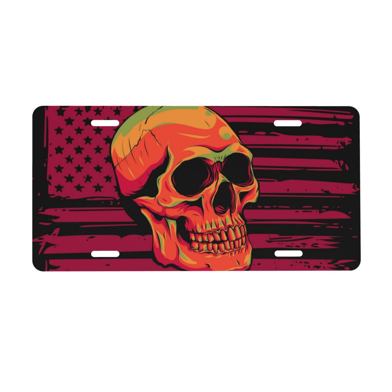Easygdp Skull And Flag Usa License Plate Car Front License Plate Car ...