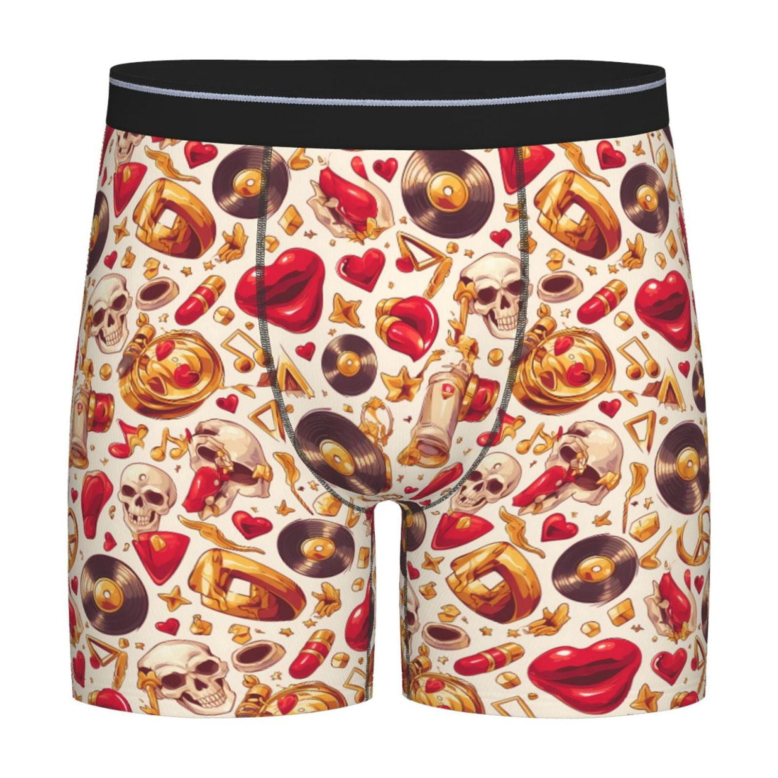 Easygdp Skull Retro record lips Men's Boxer Briefs Men’s Underwear ...