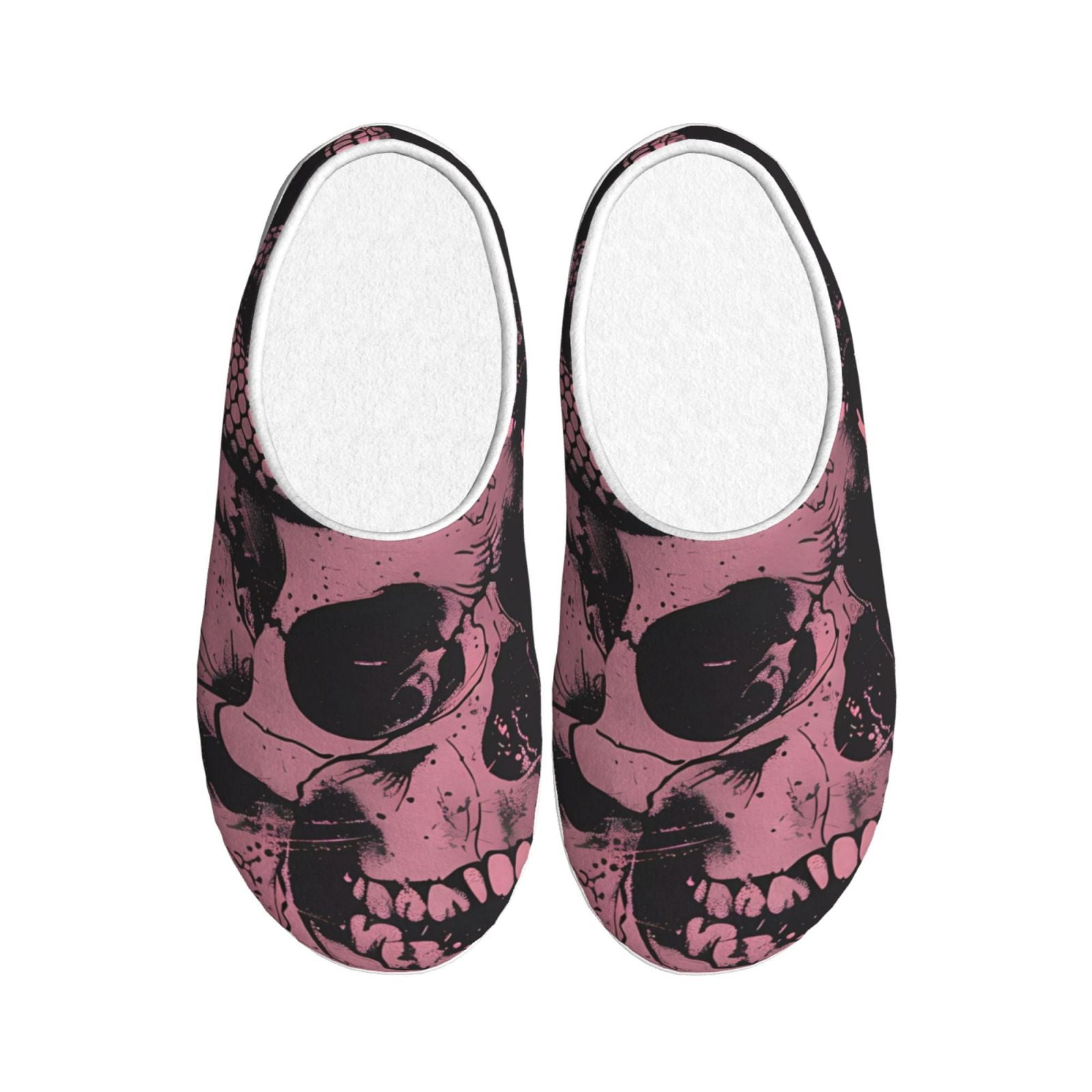 Easygdp Skull and Snake Art Slippers for Women Mens Winter Warm Home ...