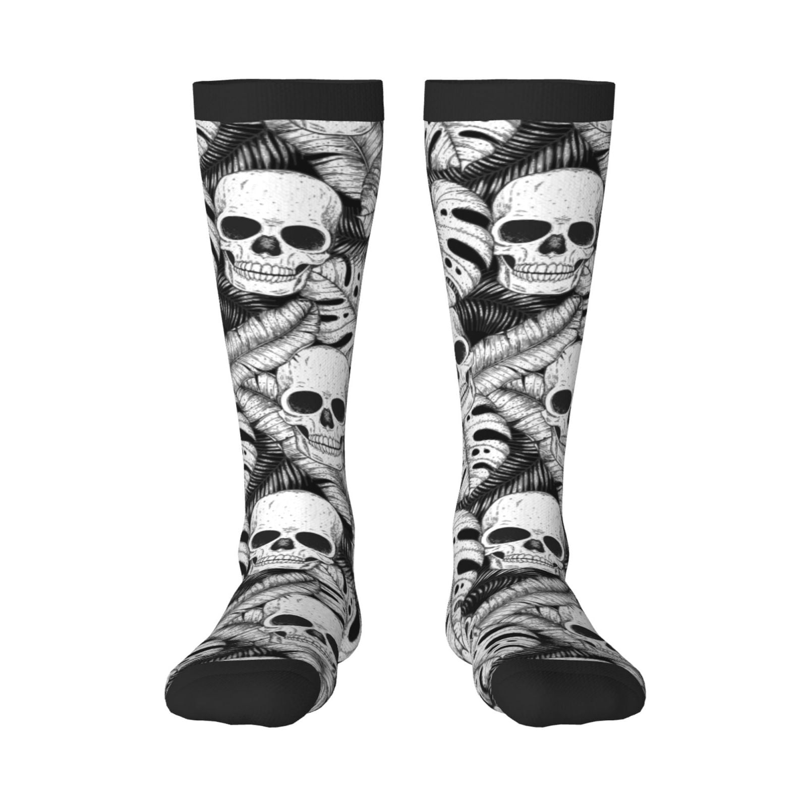 Easygdp Skull and palm leaves Soccer Socks Sport Knee High Socks Calf ...