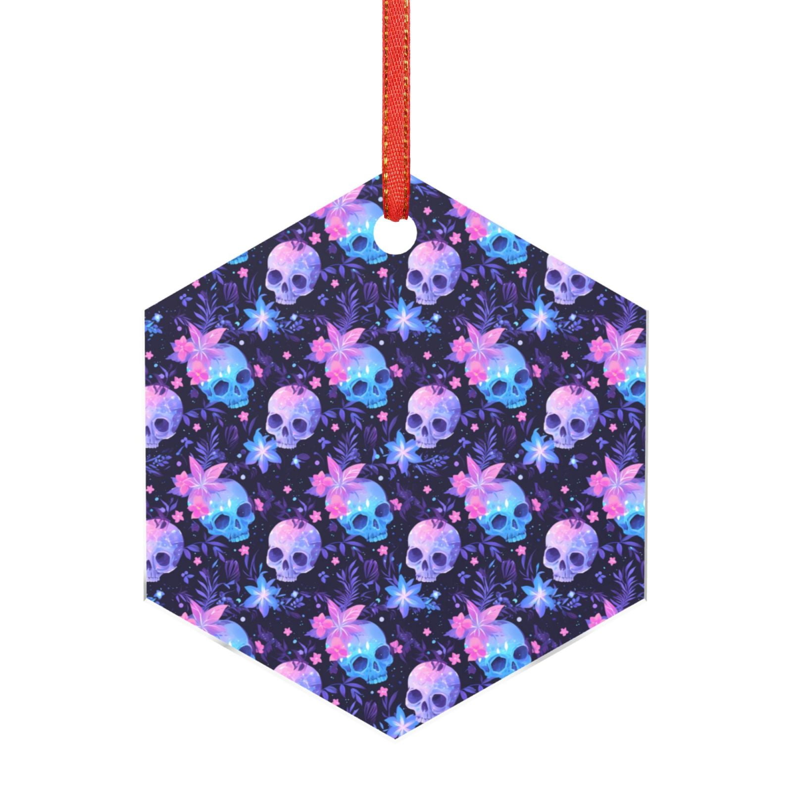 Easygdp Skull starry sky flower leaf Christmas Ornament Acrylic ...