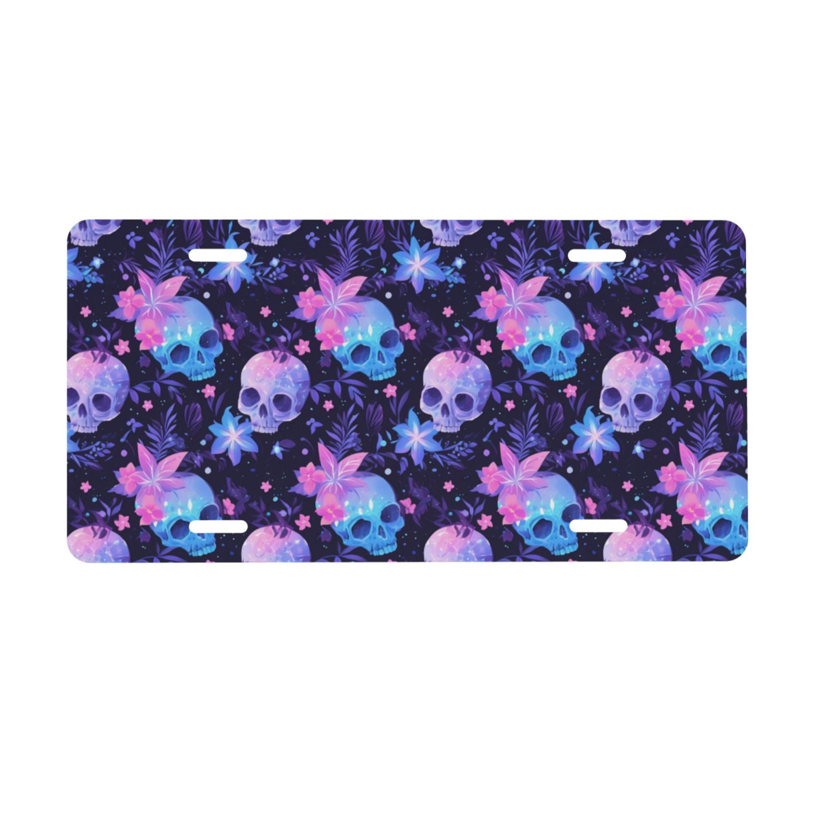 Easygdp Skull starry sky flower leaf License Plate Car Front License ...