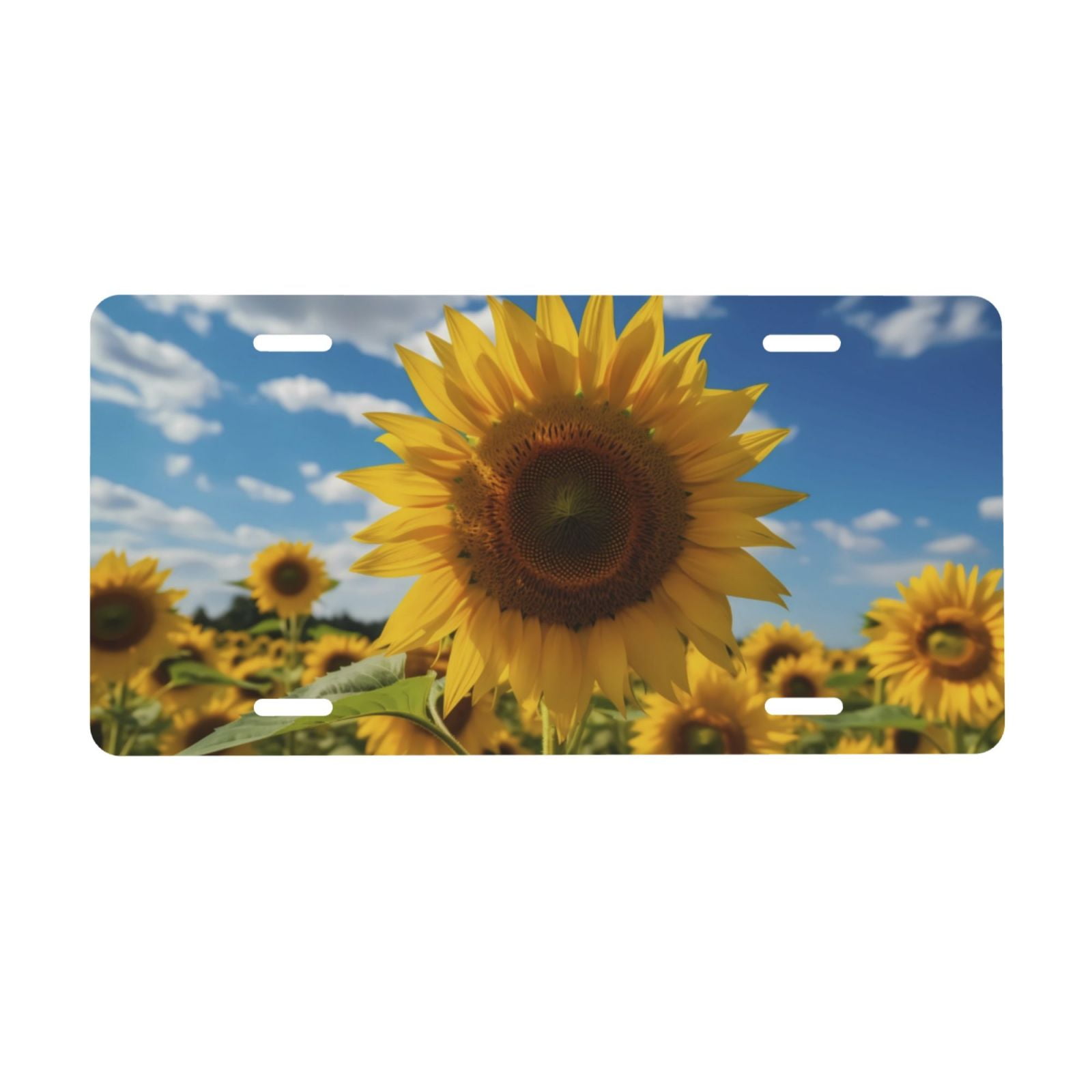 Easygdp Sky Golden Sunflower Field License Plate Car Front License ...