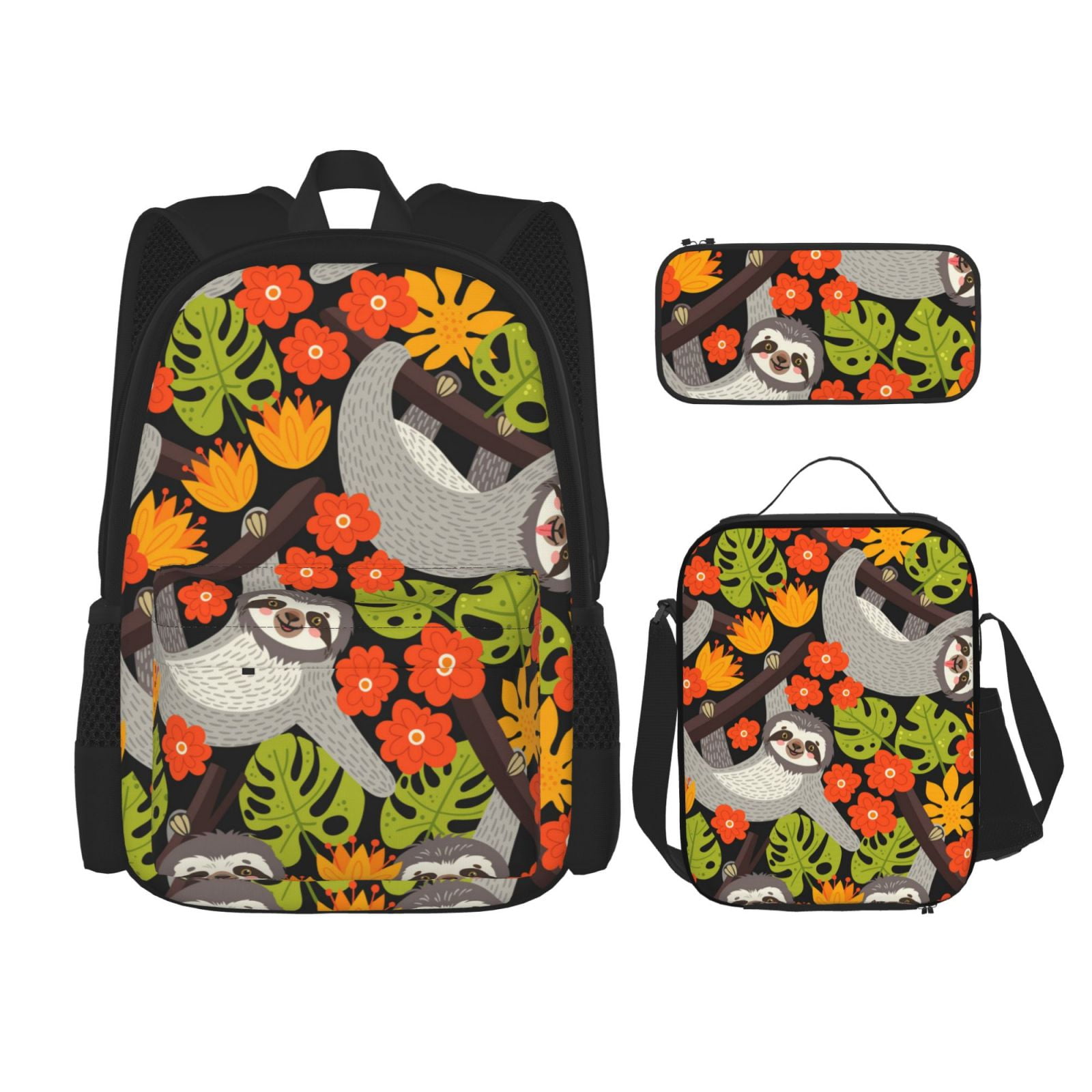 Easygdp Sloth on the Branch Backpack for Boys and Girls with Lunch Box ...