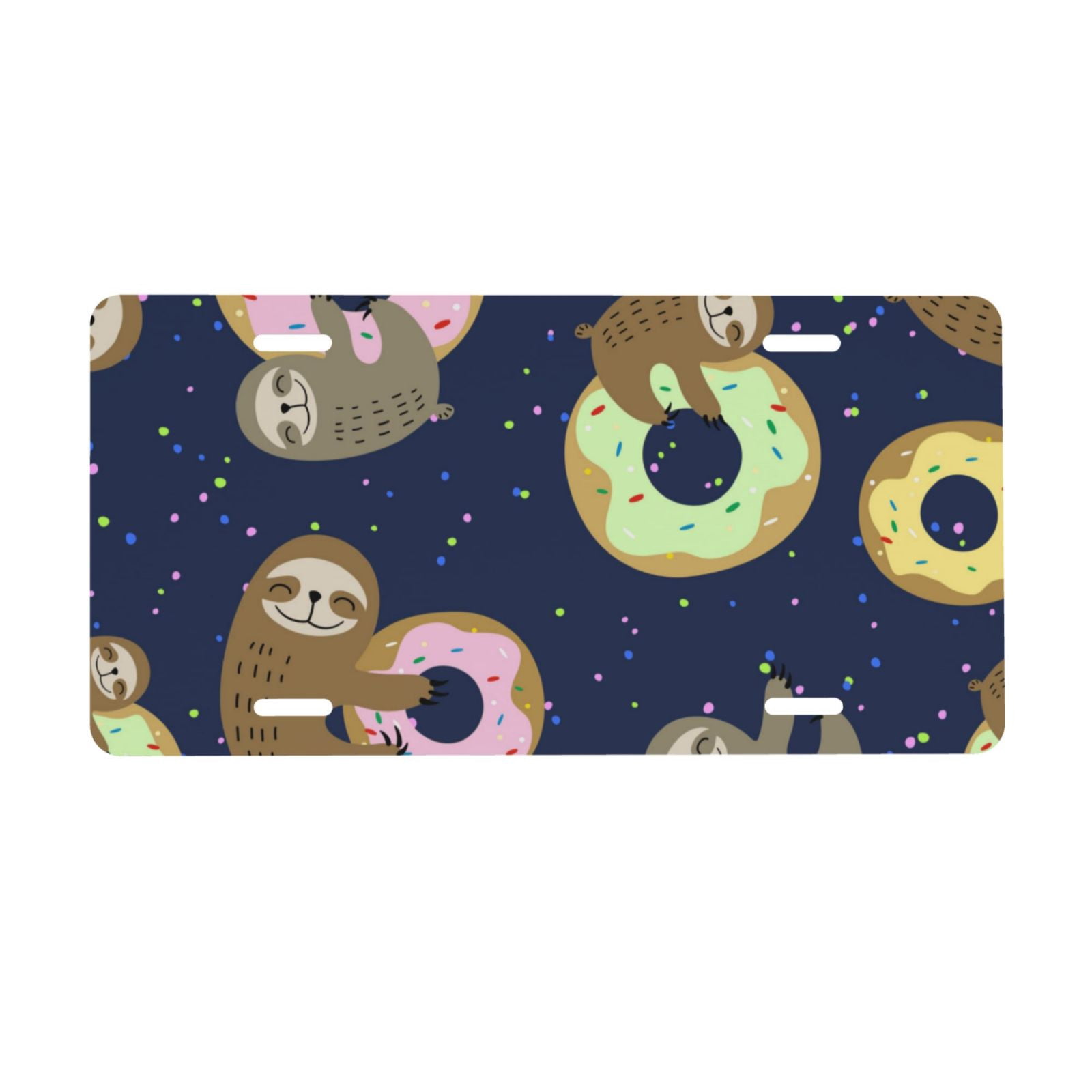 Easygdp Sloth with Donuts License Plate Car Front License Plate Car ...