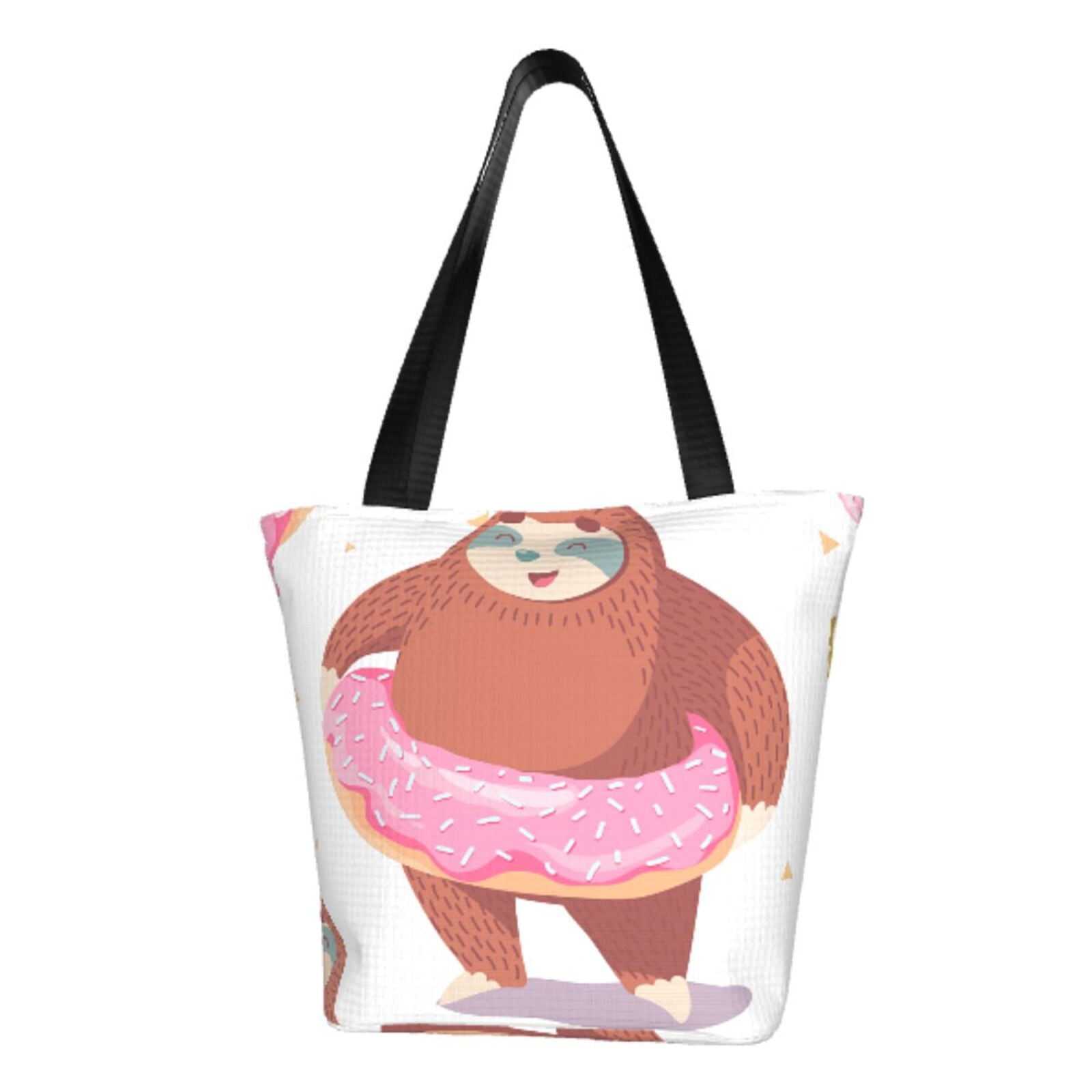 Easygdp Sloth with Donuts1 Stylish Canvas Handbag Shoulder Tote Bag ...