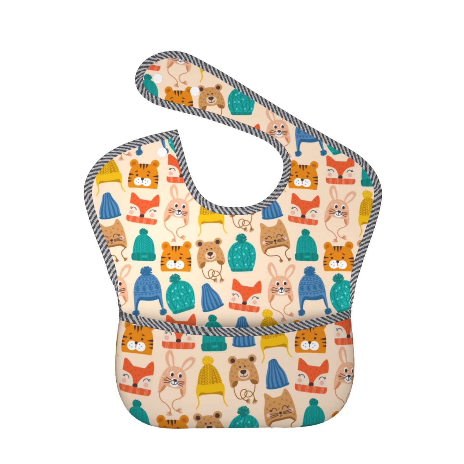 Easygdp Small Animals with Knit Hat Pattern Bibs For Babies, Baby Bibs ...