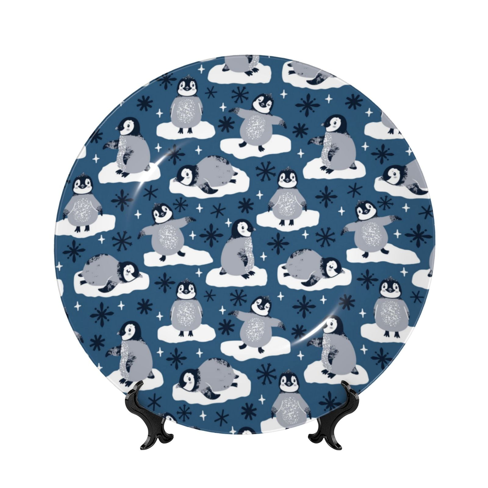 Easygdp Snow Penguin Bone China Decorative Plate Ceramic Dinner Plates ...