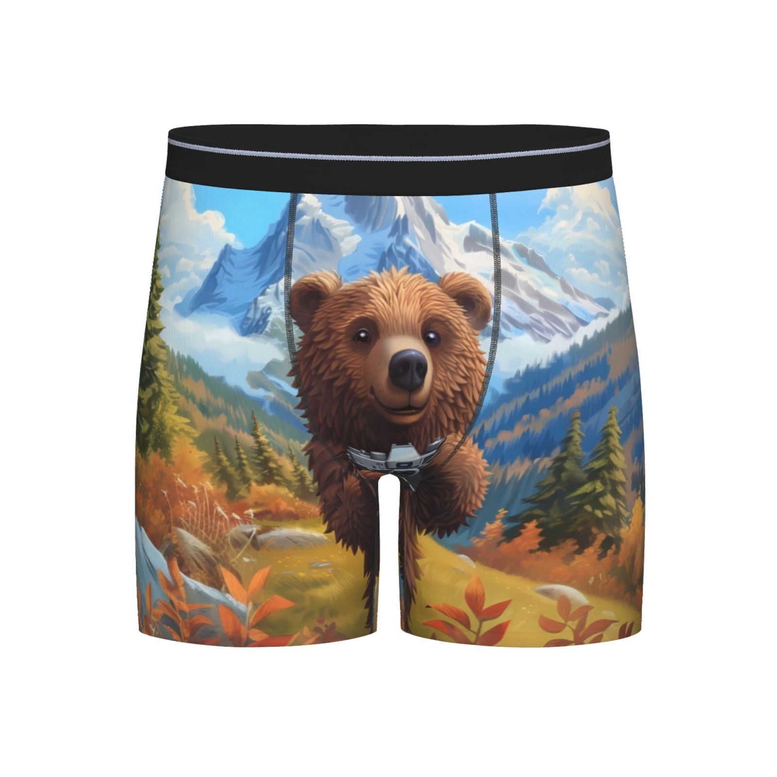 Easygdp Snowy Mountain Photography Bear Men's Boxer Briefs Men’s ...