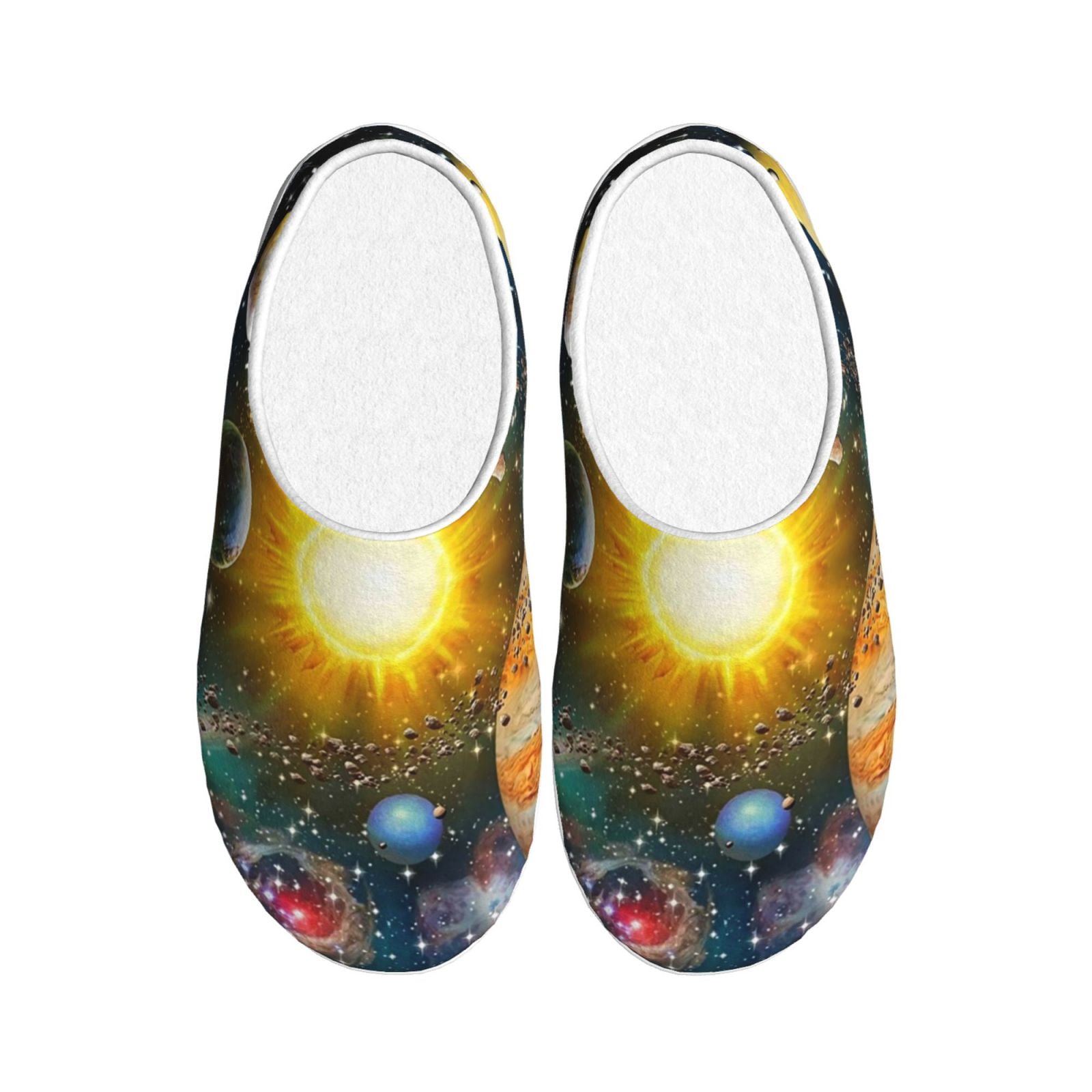Easygdp Space Planet Slippers for Women Mens Winter Warm Home Slippers ...