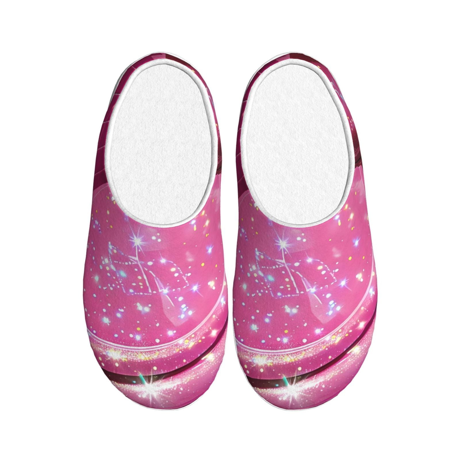 Easygdp Sparkling Pink Toilet Slippers for Women Mens Winter Warm Home ...