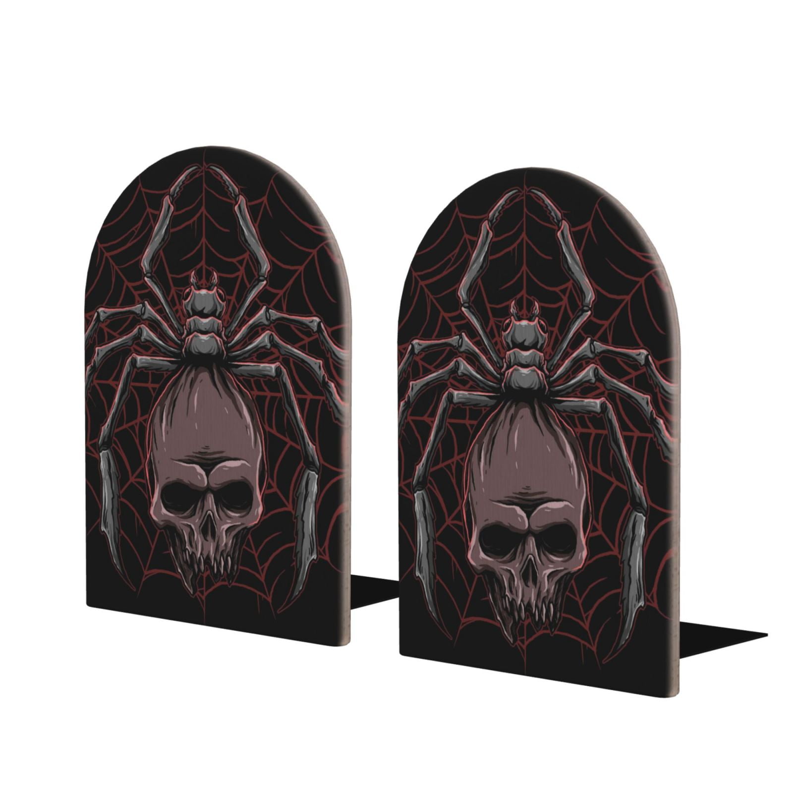 Easygdp Spider with Skull 2 Pcs Bookend Large Capacity Office Book Ends ...