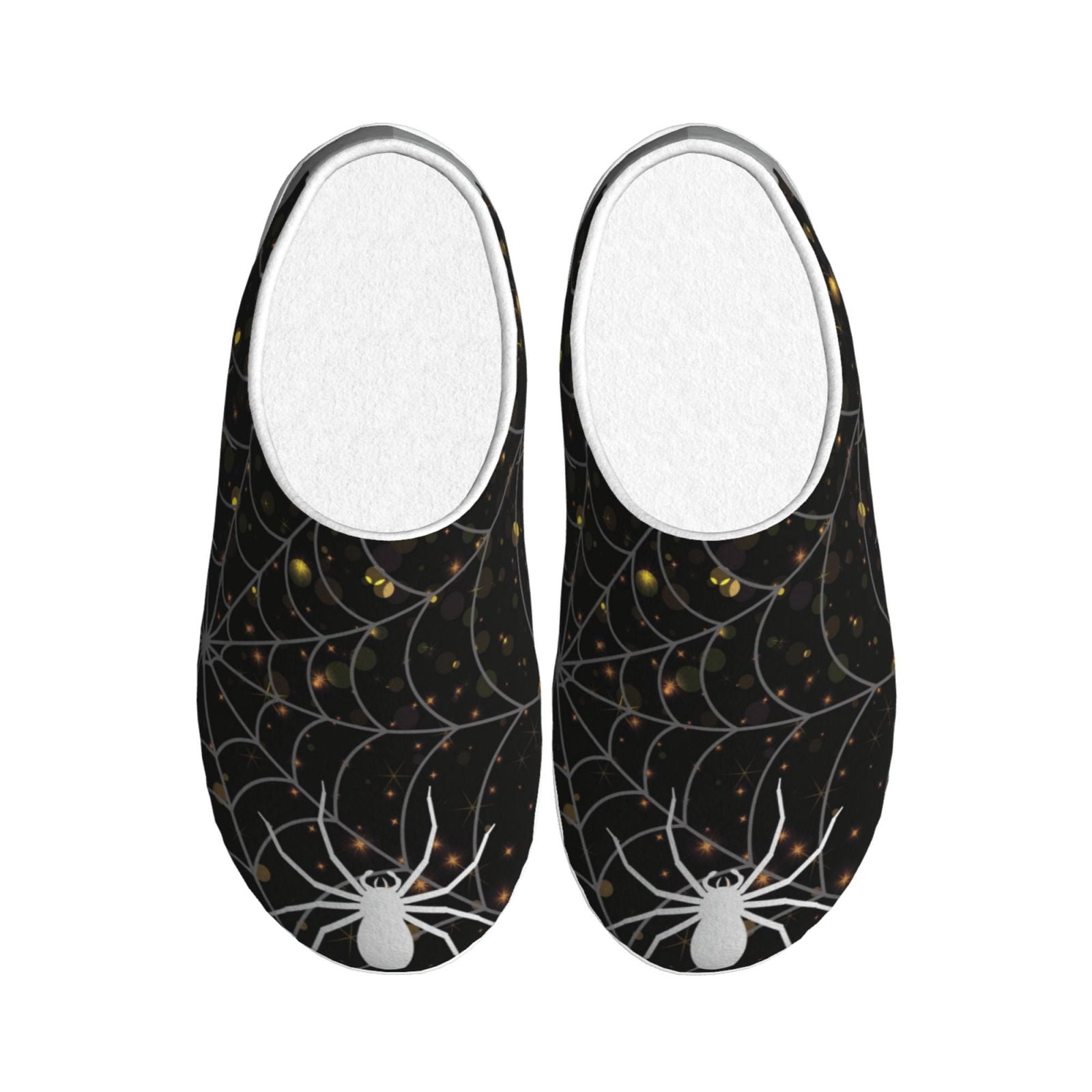 Easygdp Spiderweb Bats And A Spider Slippers for Women Mens Winter Warm ...
