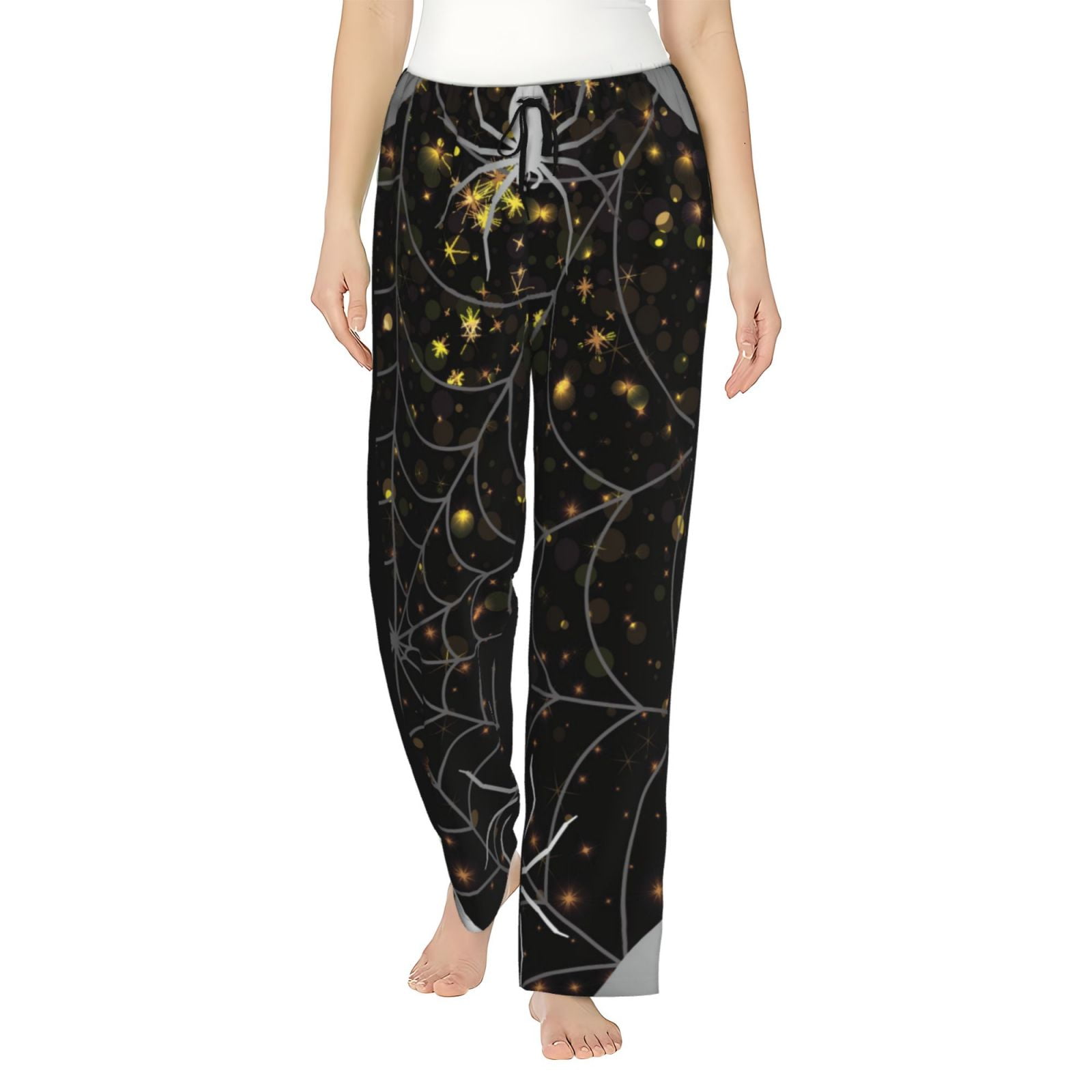 Easygdp Spiderweb Bats And A Spider Women's Drawstring Pajama Pants ...
