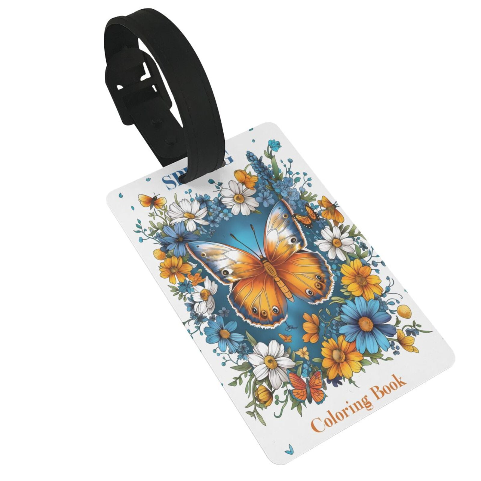 Easygdp Spring Butterfly Flowers Luggage Tags Privacy Cover ID Label ...