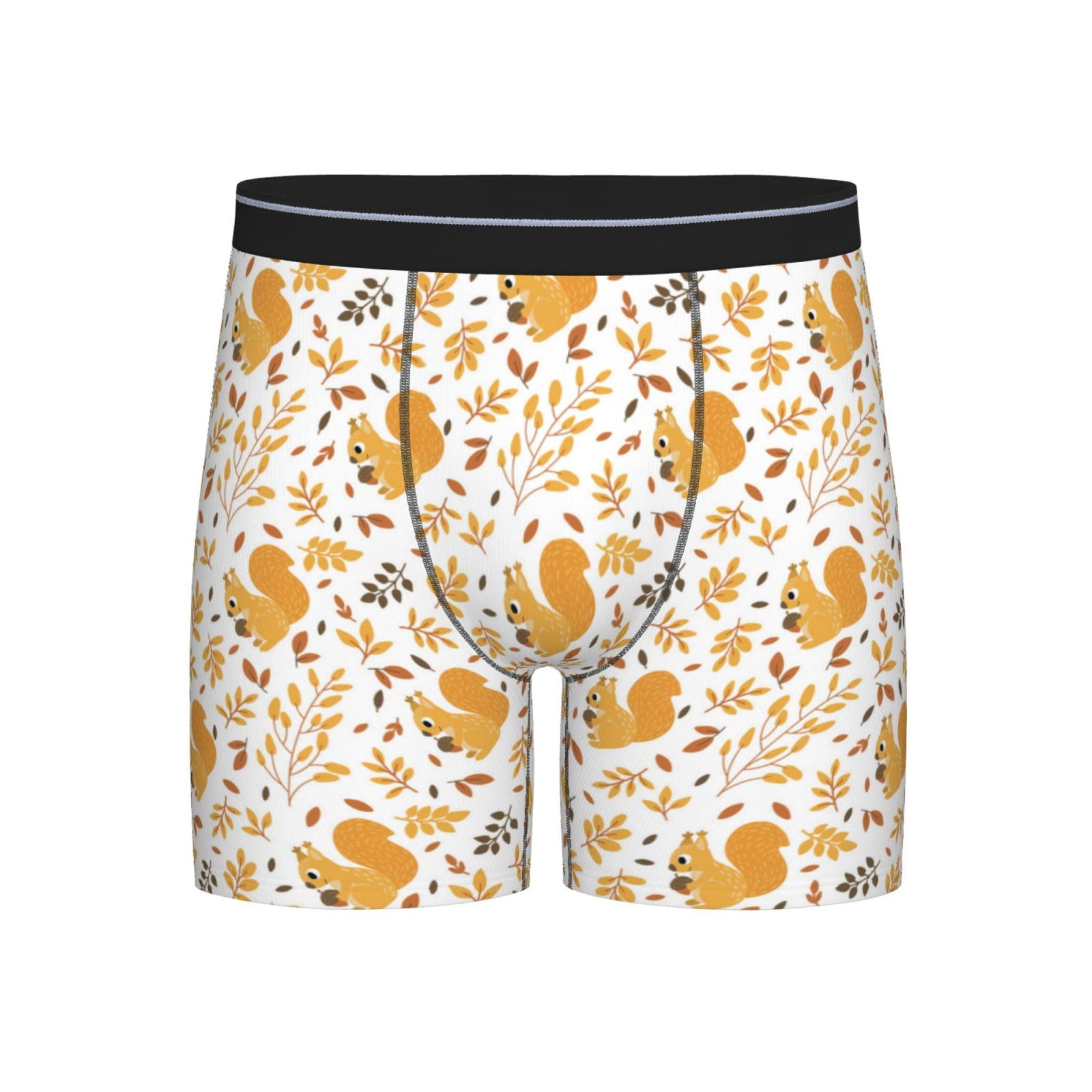Easygdp Squirrel And Leaves Men's Boxer Briefs Men’s Underwear Boxer ...