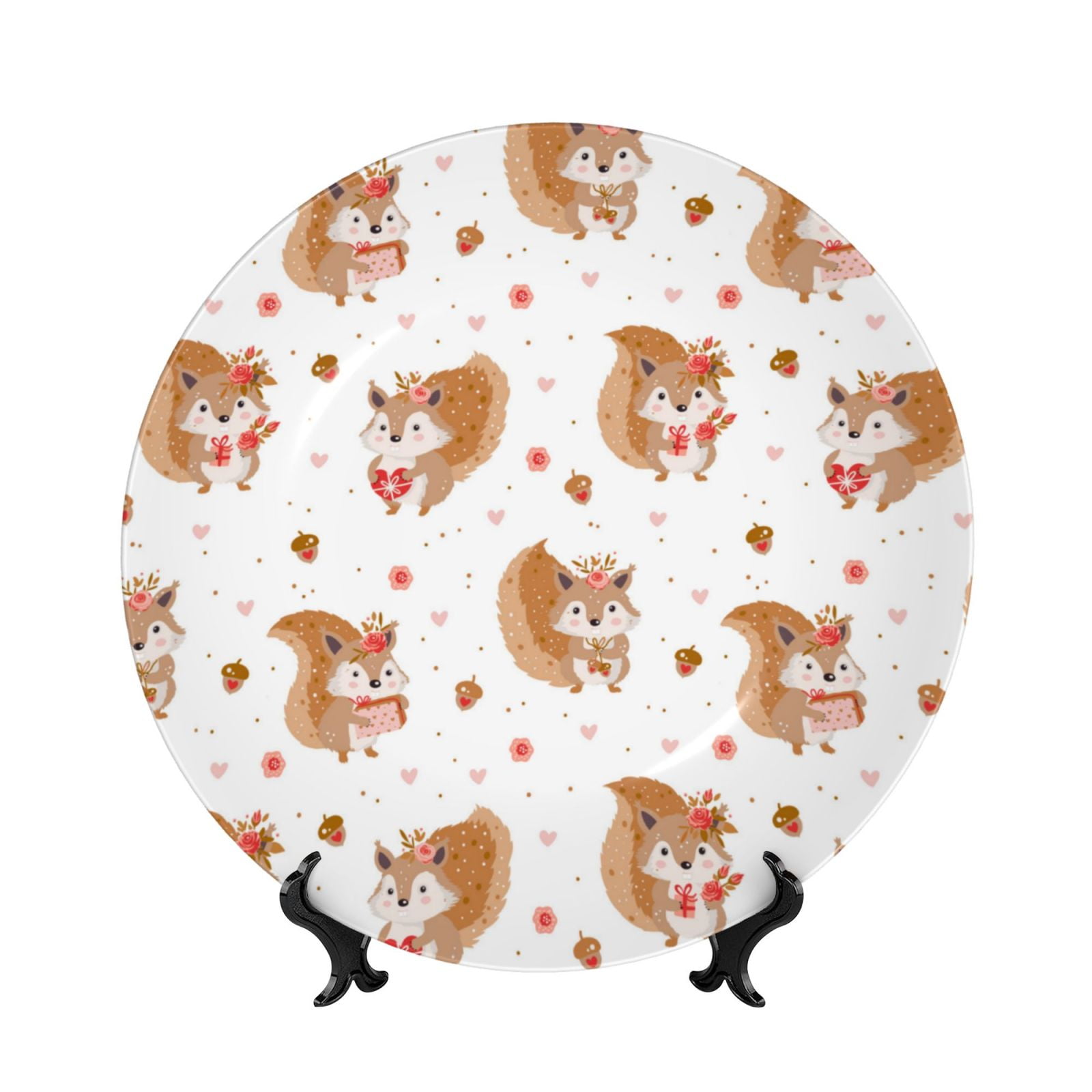 Easygdp Squirrel Giving A Gift Bone China Decorative Plate Ceramic ...