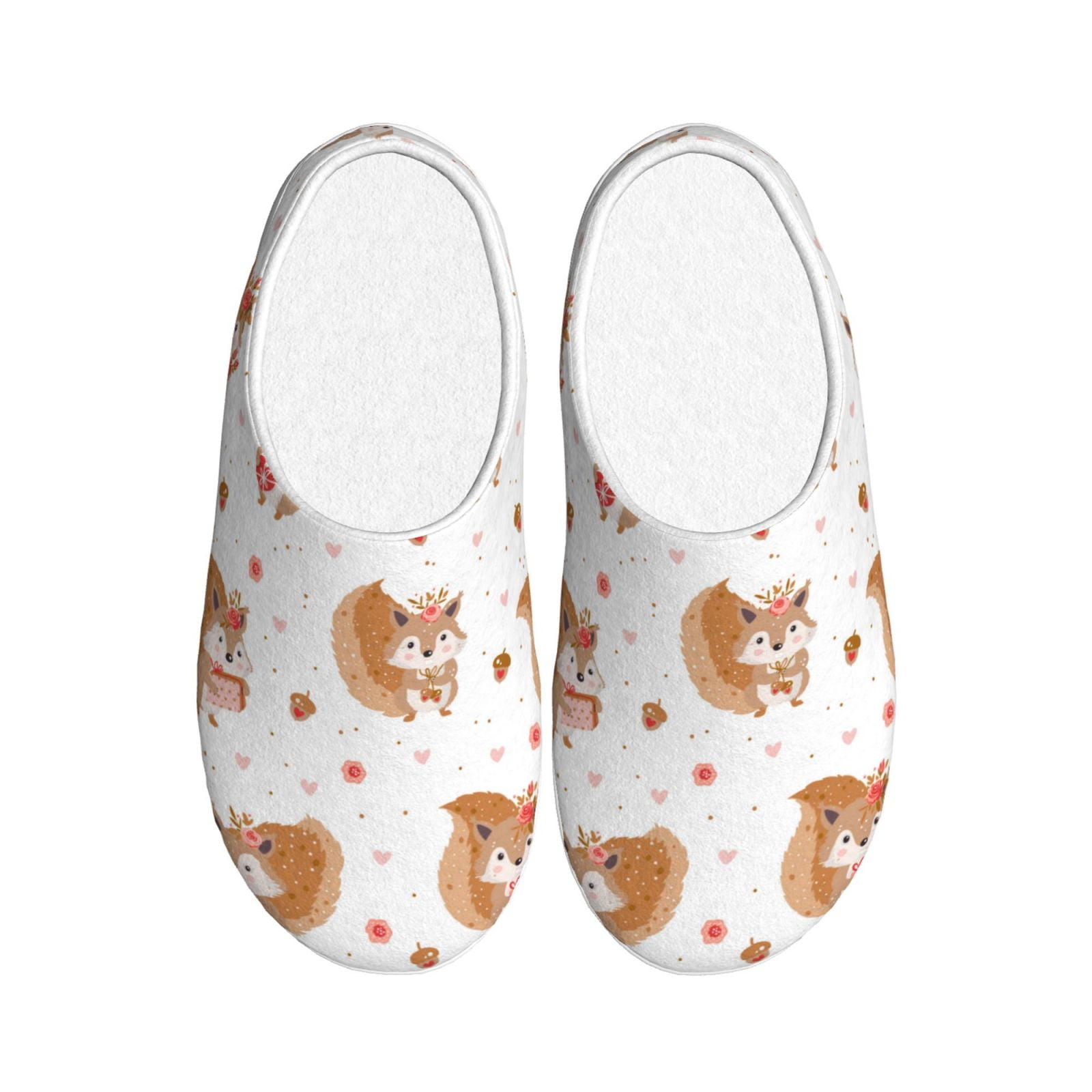 Easygdp Squirrel Giving A Gift Slippers for Women Mens Winter Warm Home ...