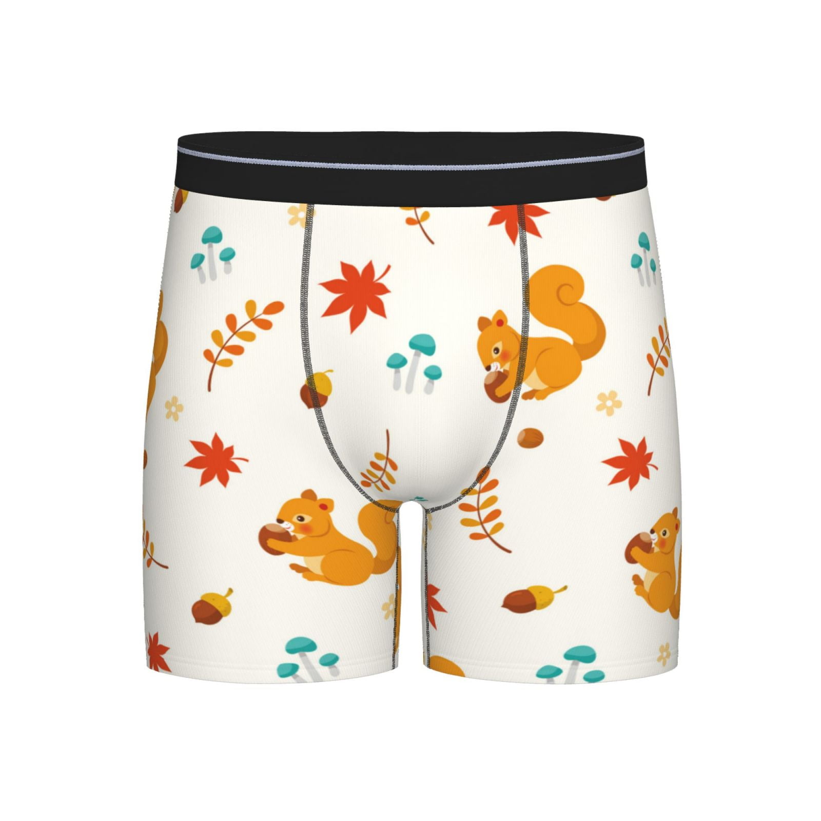 Easygdp Squirrel Maple Leaves And Nuts Men's Boxer Briefs Men’s ...