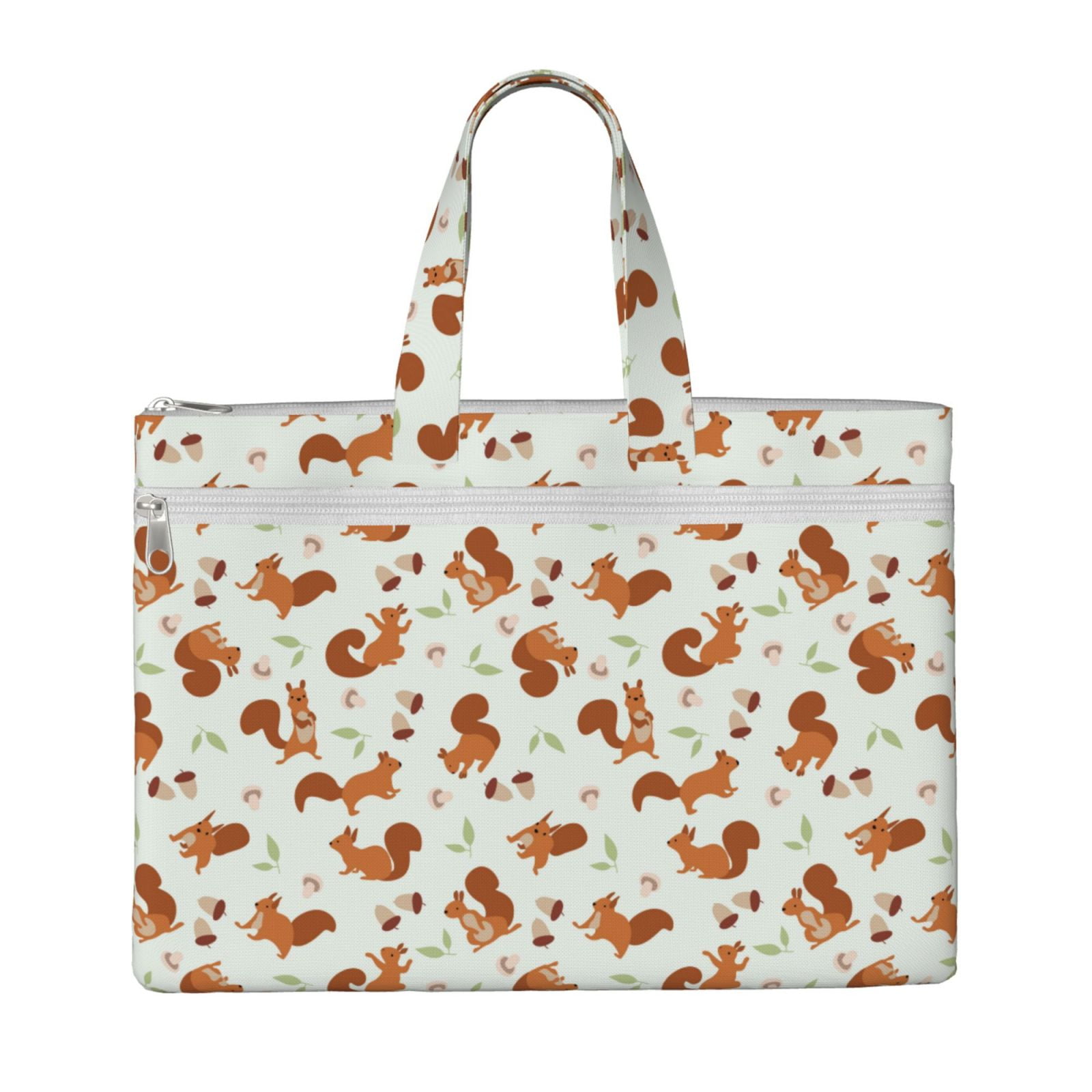 Easygdp Squirrel Playing Canvas Document Bag File Bag Handle Business ...