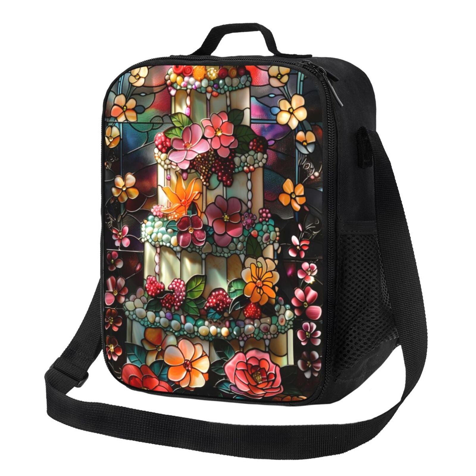 Easygdp Stained Glass Floral Cake Lunch Box Large capacity Lunch Bag ...