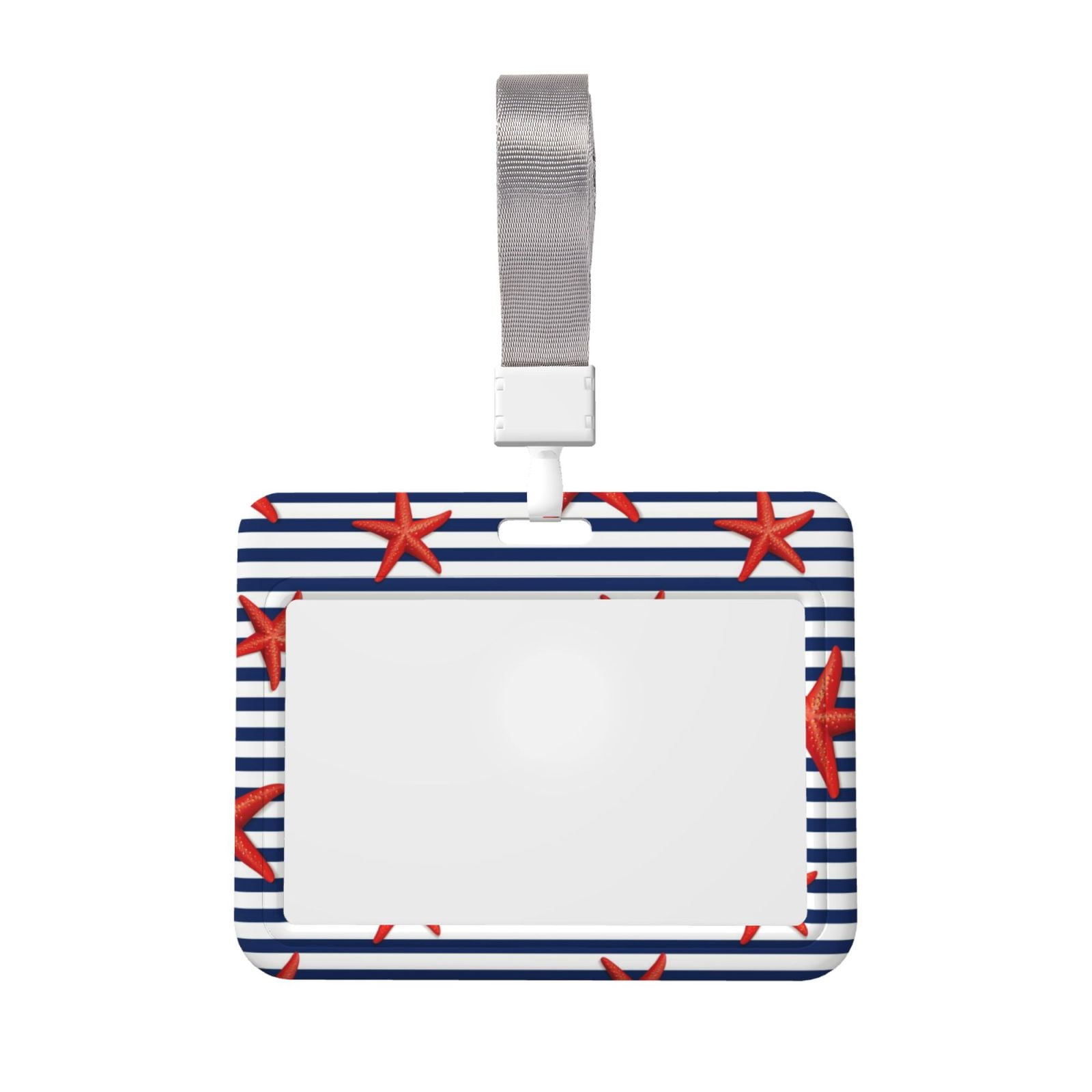 Easygdp Starfish Navy Blue Stripe Card Badge Holder Work Badge Sleeve ...