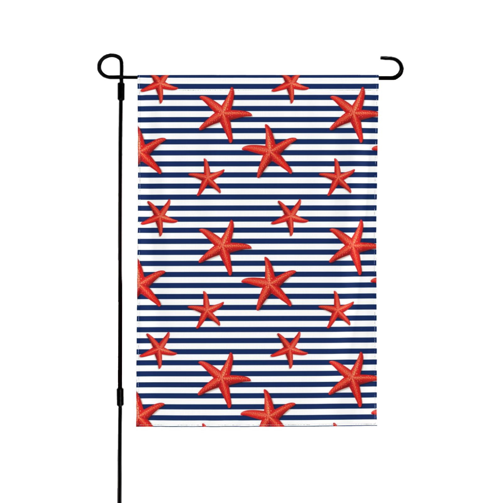 Easygdp Starfish Navy Blue Stripe Garden Flag Yard Flag Welcome Flag ...