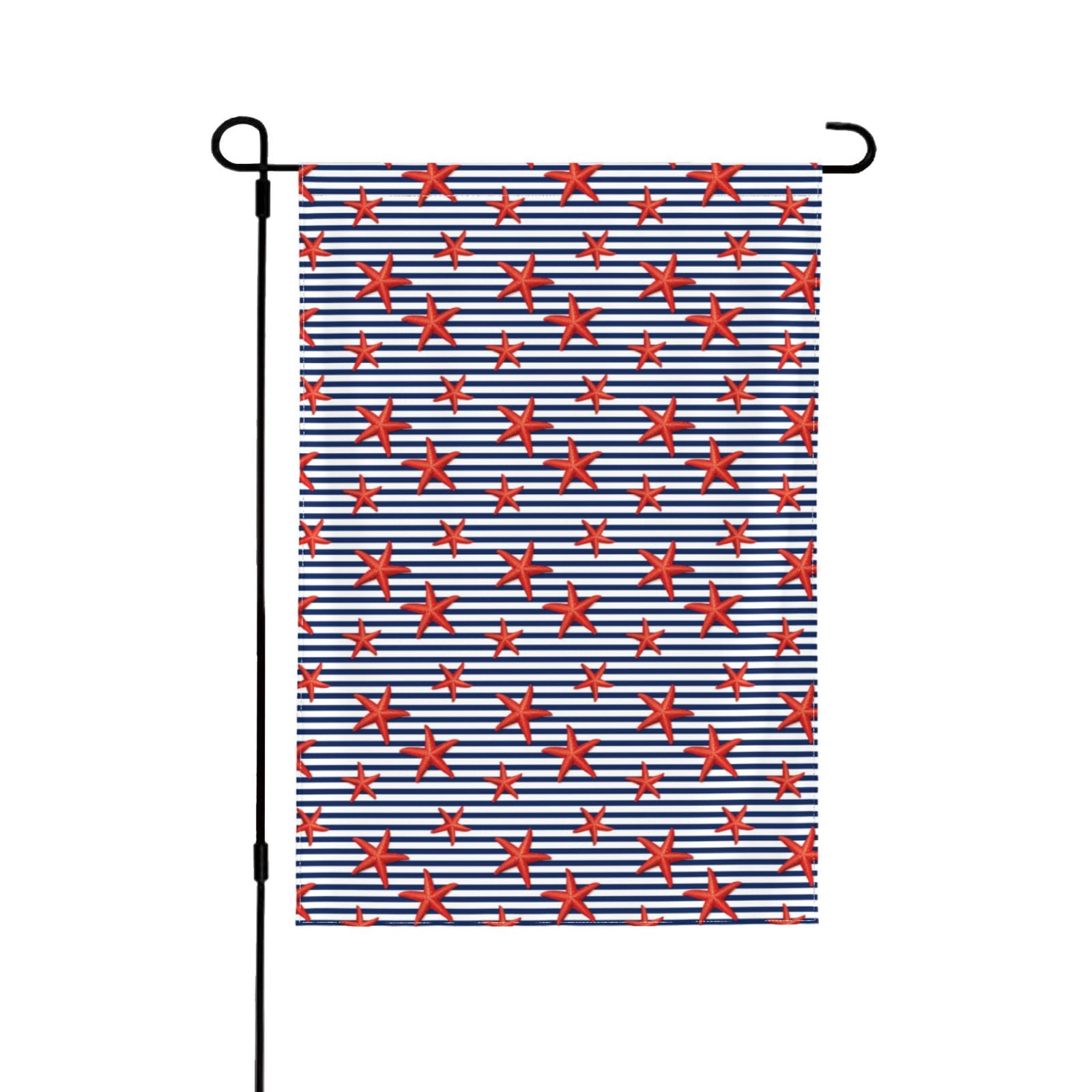 Easygdp Starfish Navy Blue Stripe Garden Flag Yard Flag Welcome Flag ...