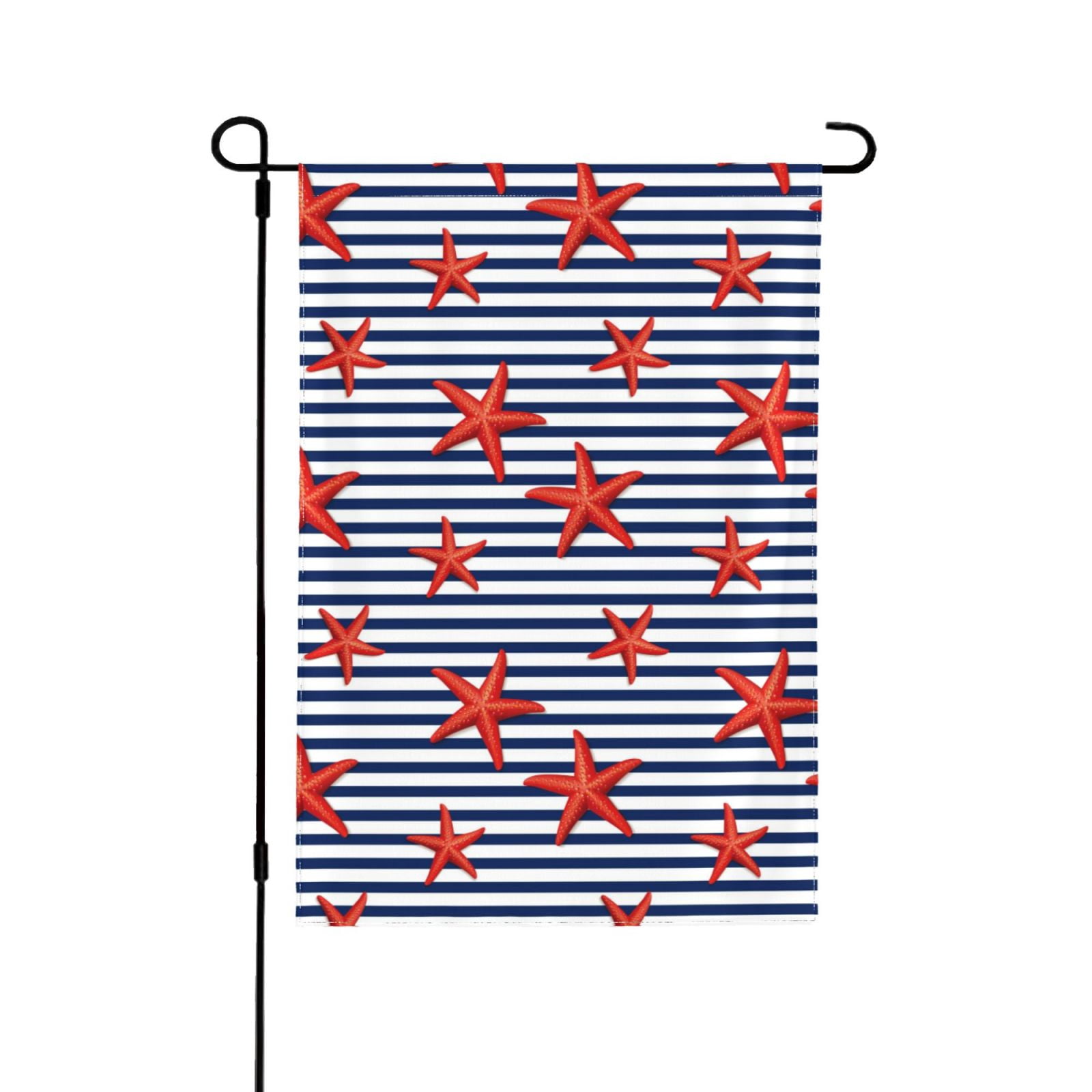 Easygdp Starfish Navy Blue Stripe Garden Flag Yard Flag Welcome Flag ...