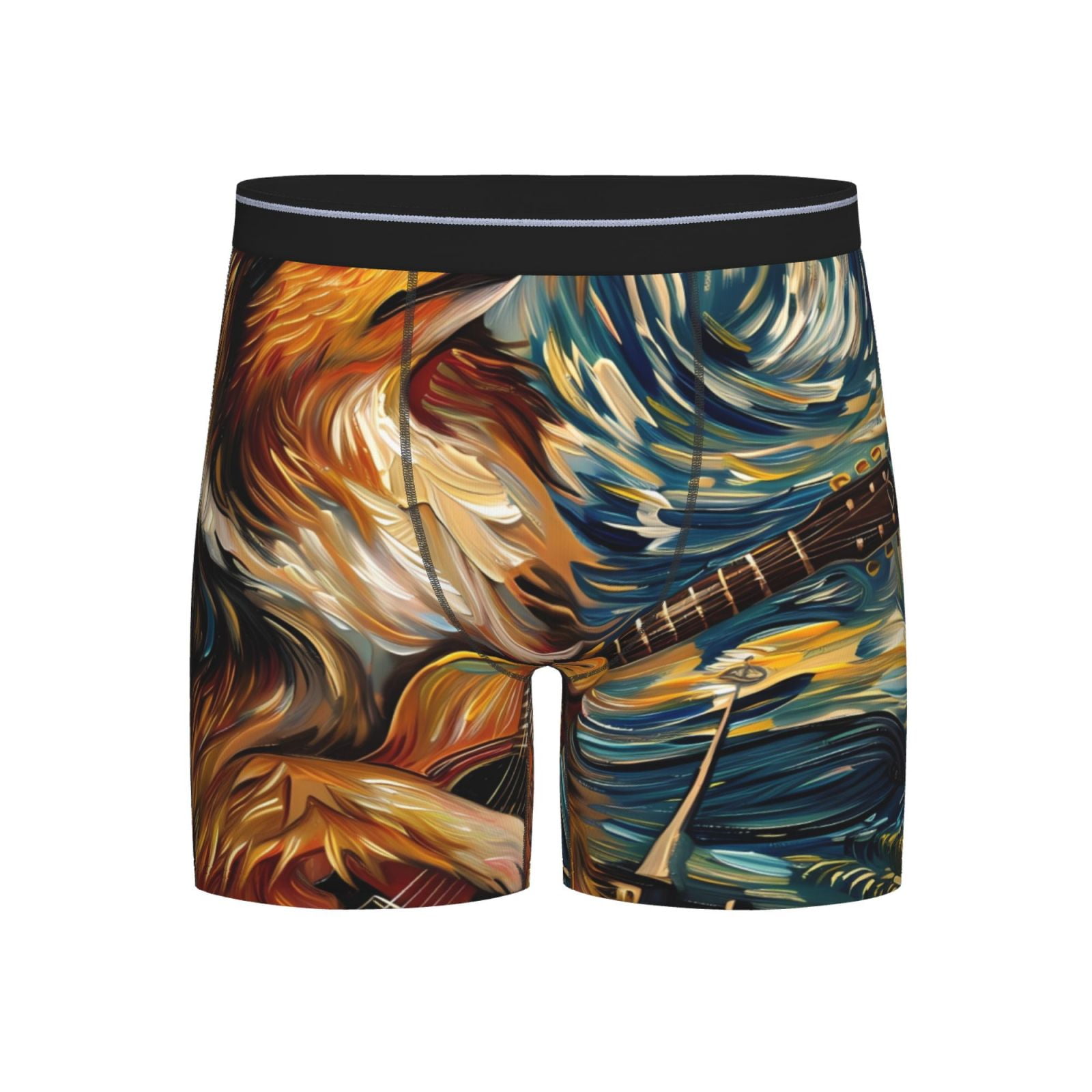 Easygdp Starry Night Guitar Dog Men's Boxer Briefs Men’s Underwear ...