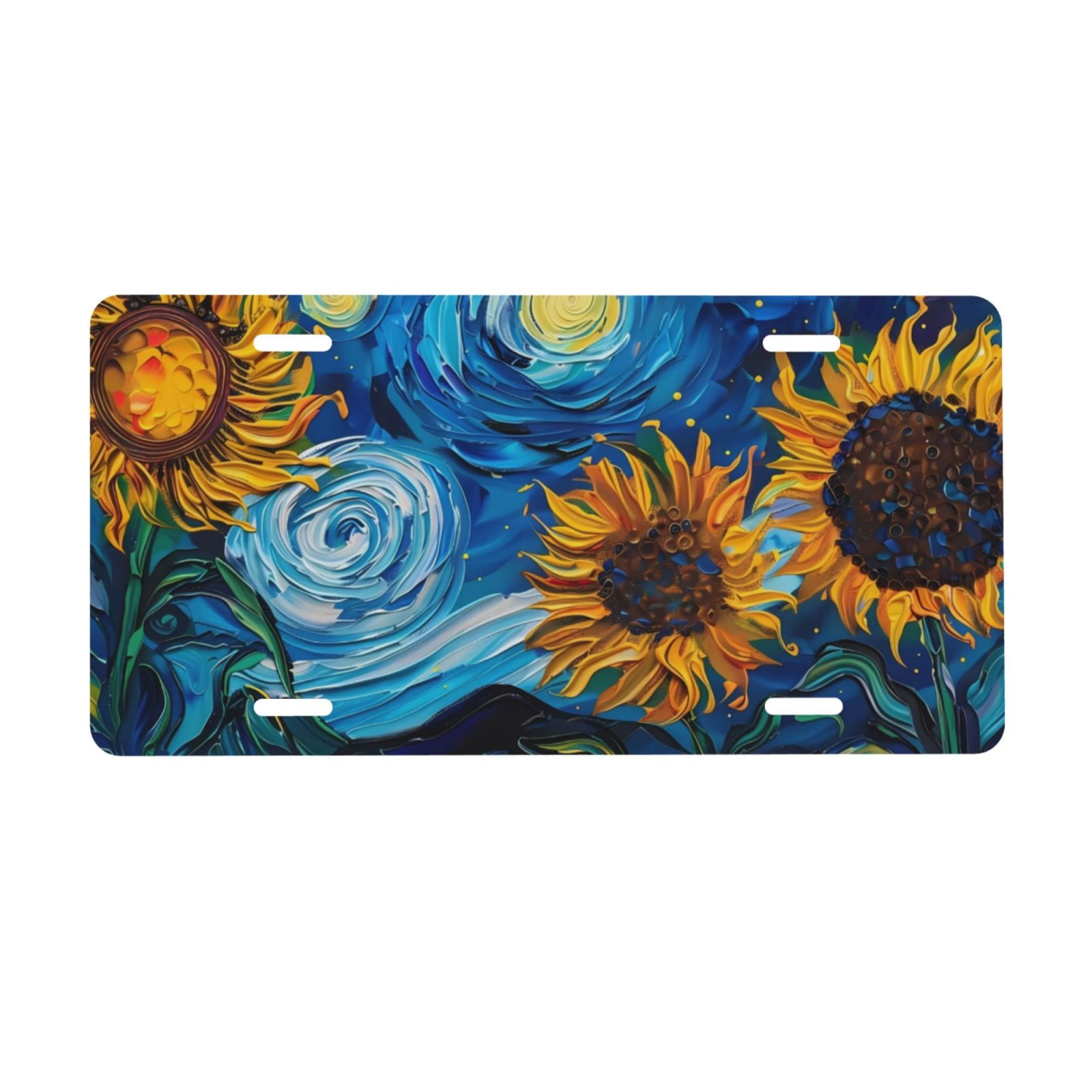 Easygdp Starry Night Sunflower Field License Plate Car Front License ...