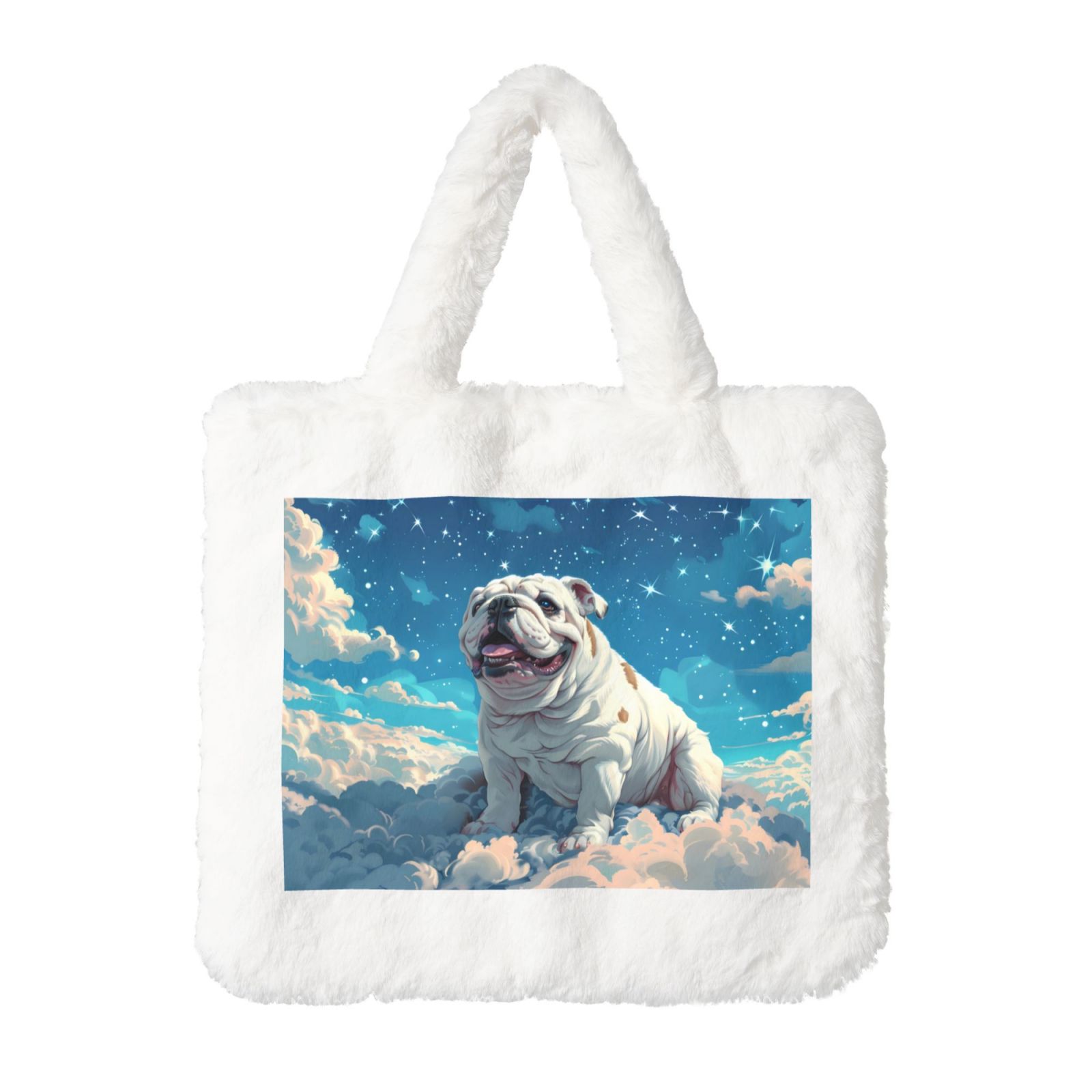 Easygdp Starry Sky Cloud Bulldog Plush Underarm Bag, Ladies Fluffy ...