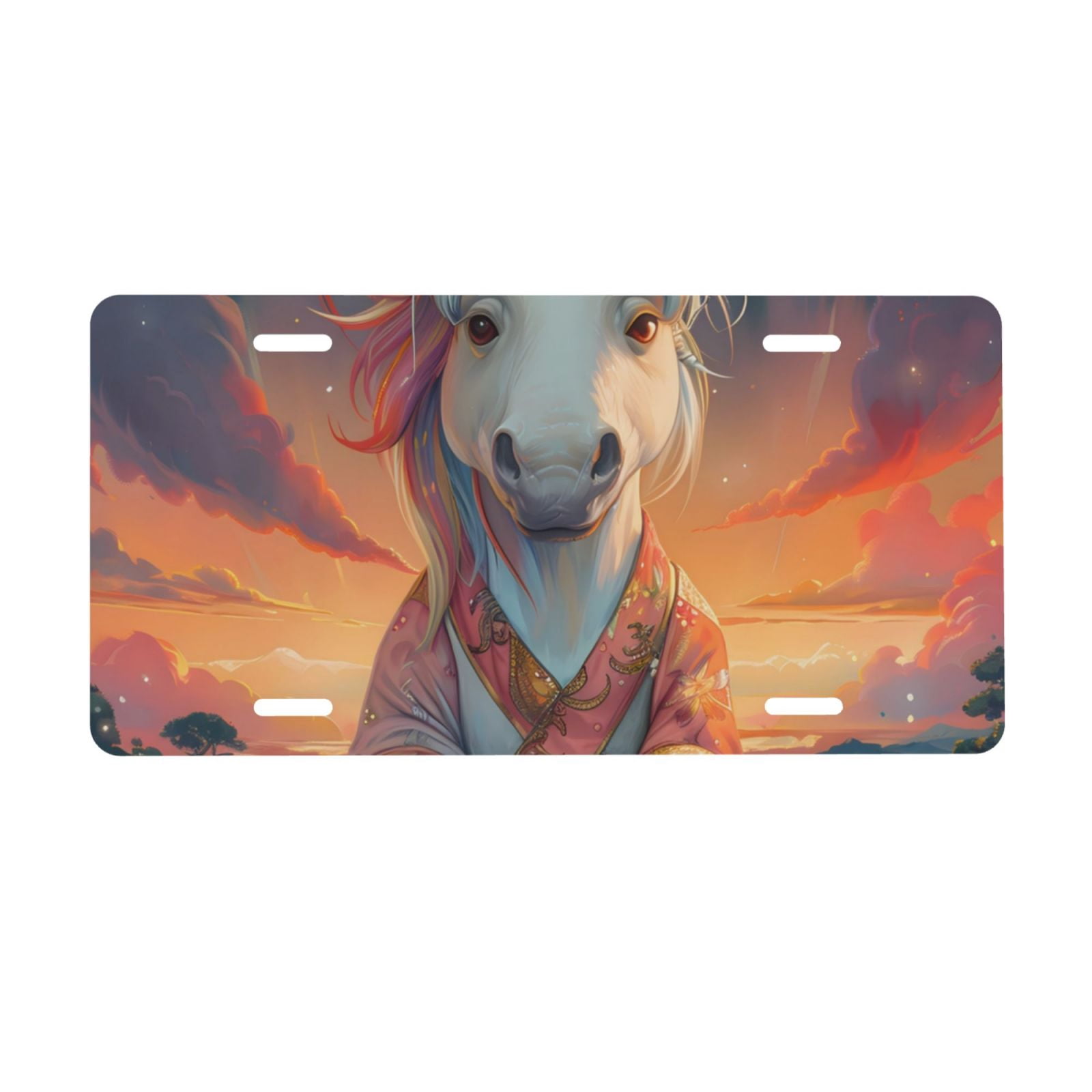 Easygdp Starry Sky Cute Horse License Plate Car Front License Plate Car ...