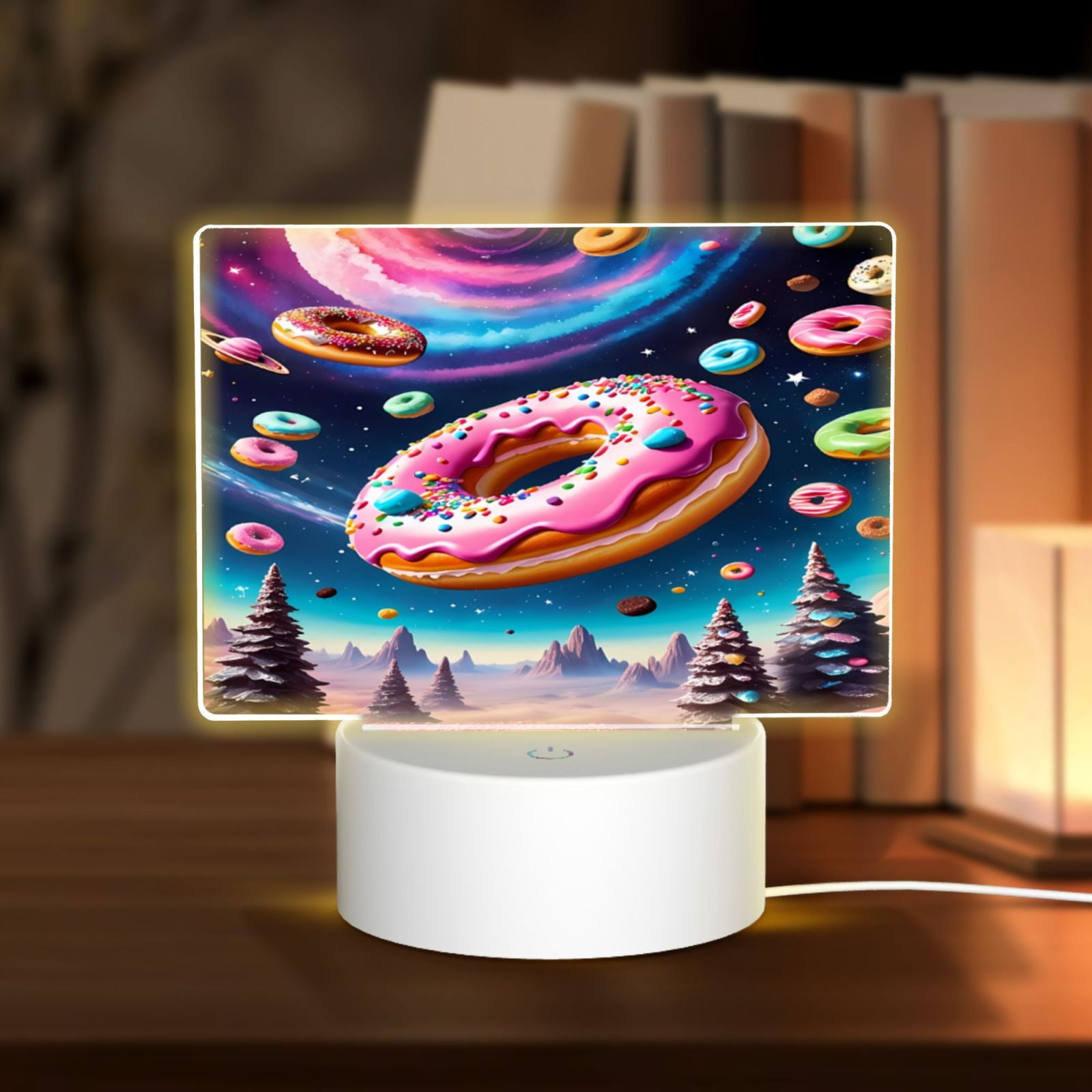 Easygdp Starry Sky Pine Tree Donut Rectangular Acrylic Night Light ...
