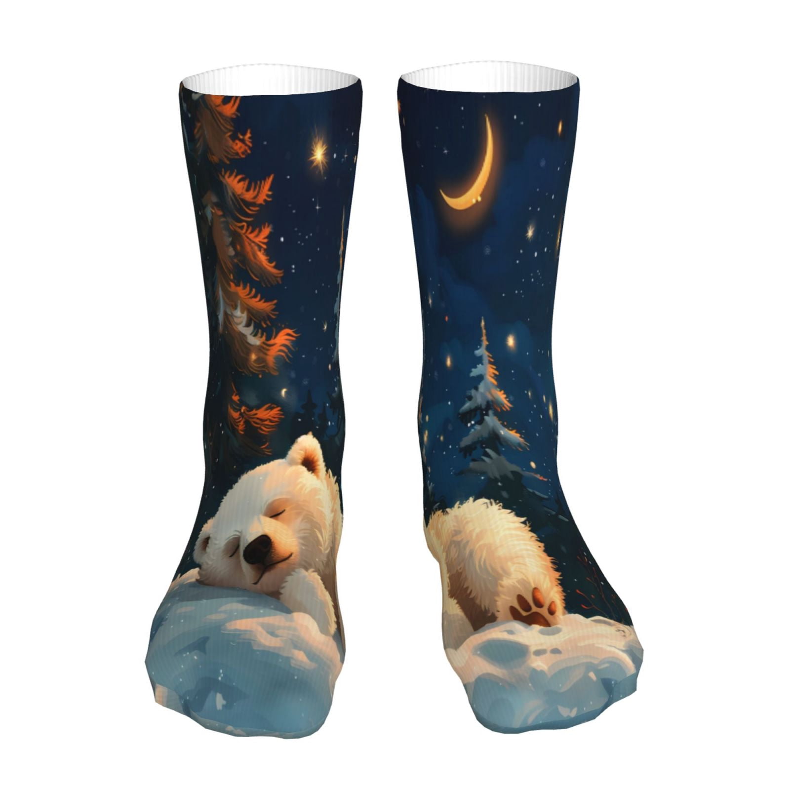 Easygdp Starry Sky Sleep White Bear Ankle Socks for Women Stocking Mid ...
